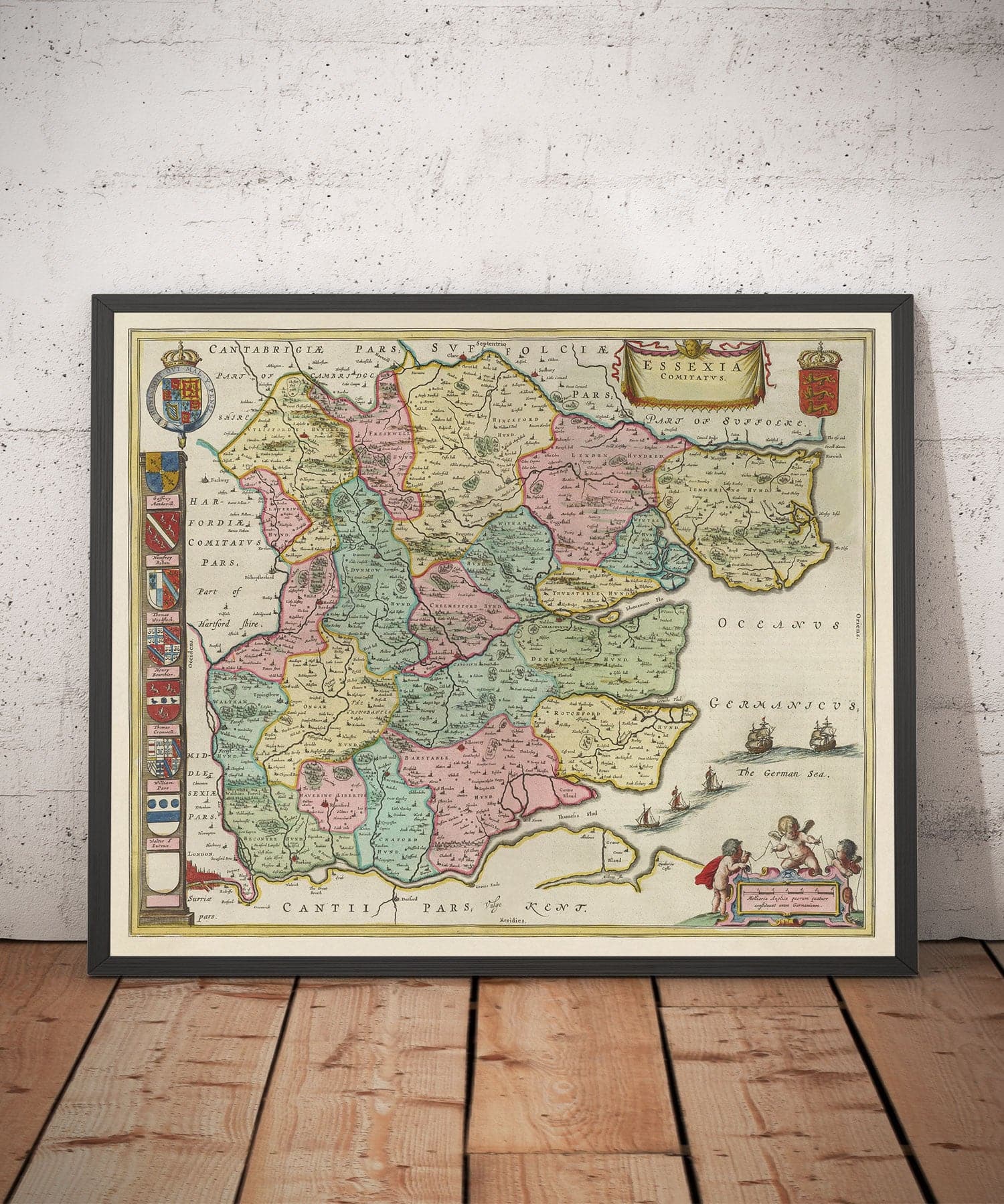Old Map Of Essex 1665 By Joan Blaeu Southend Colchester Chelmsfor The Unique Maps Co