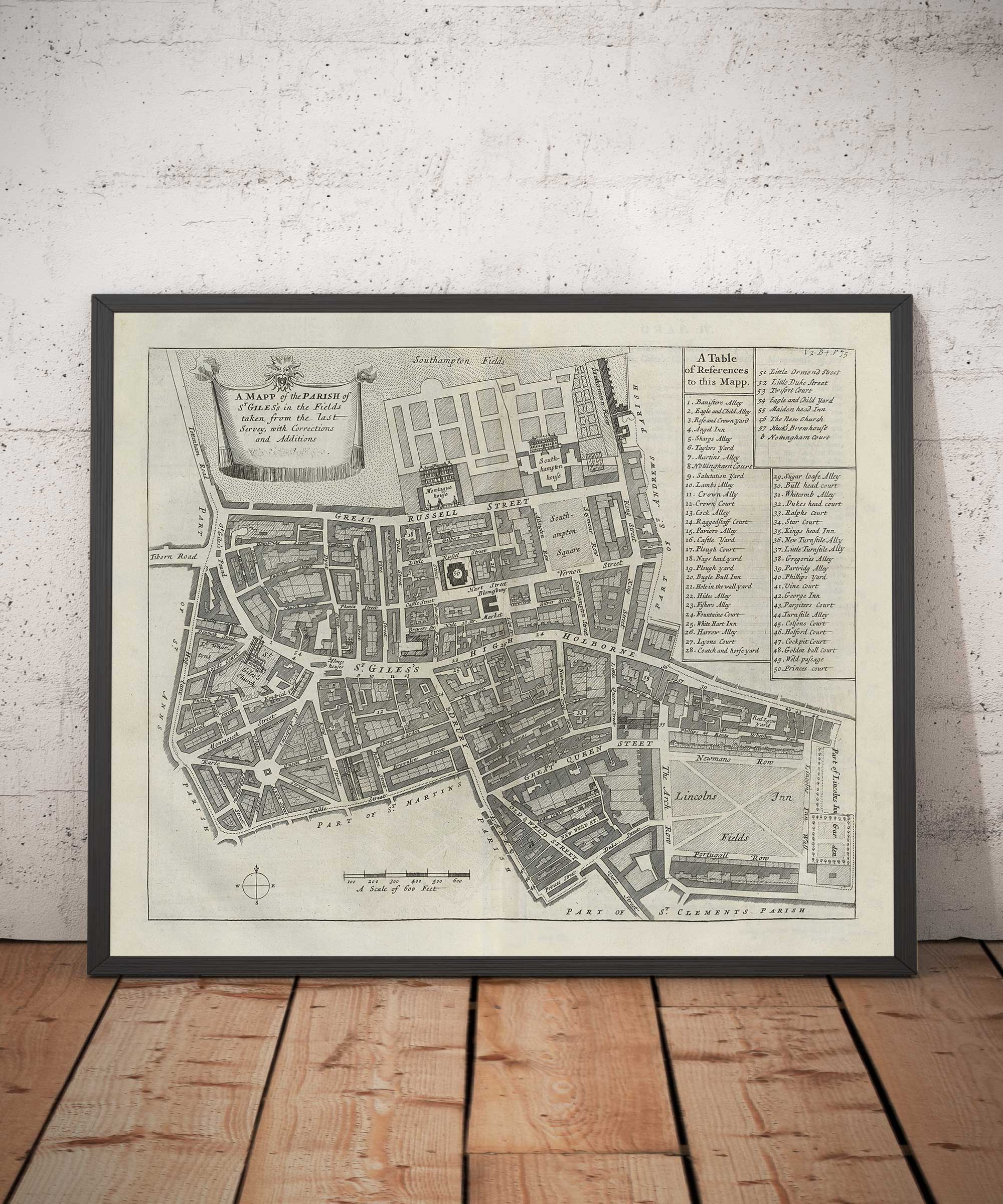 Old Map of London St Giles in 1720 by John Strype and John Stow - Great ...