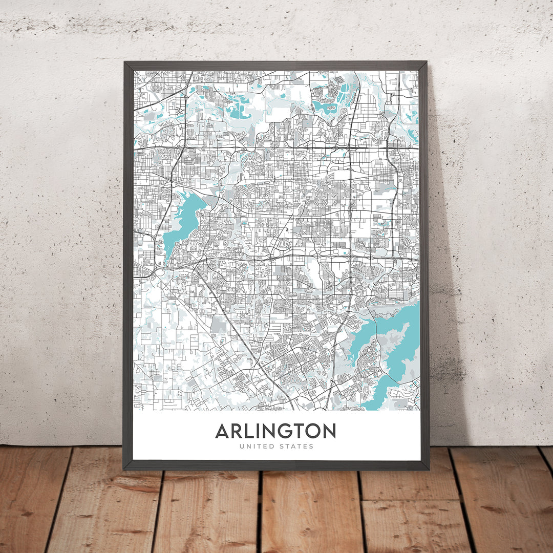 Modern City Map of Arlington, TX: AT&T Stadium, Globe Life Field, Six ...