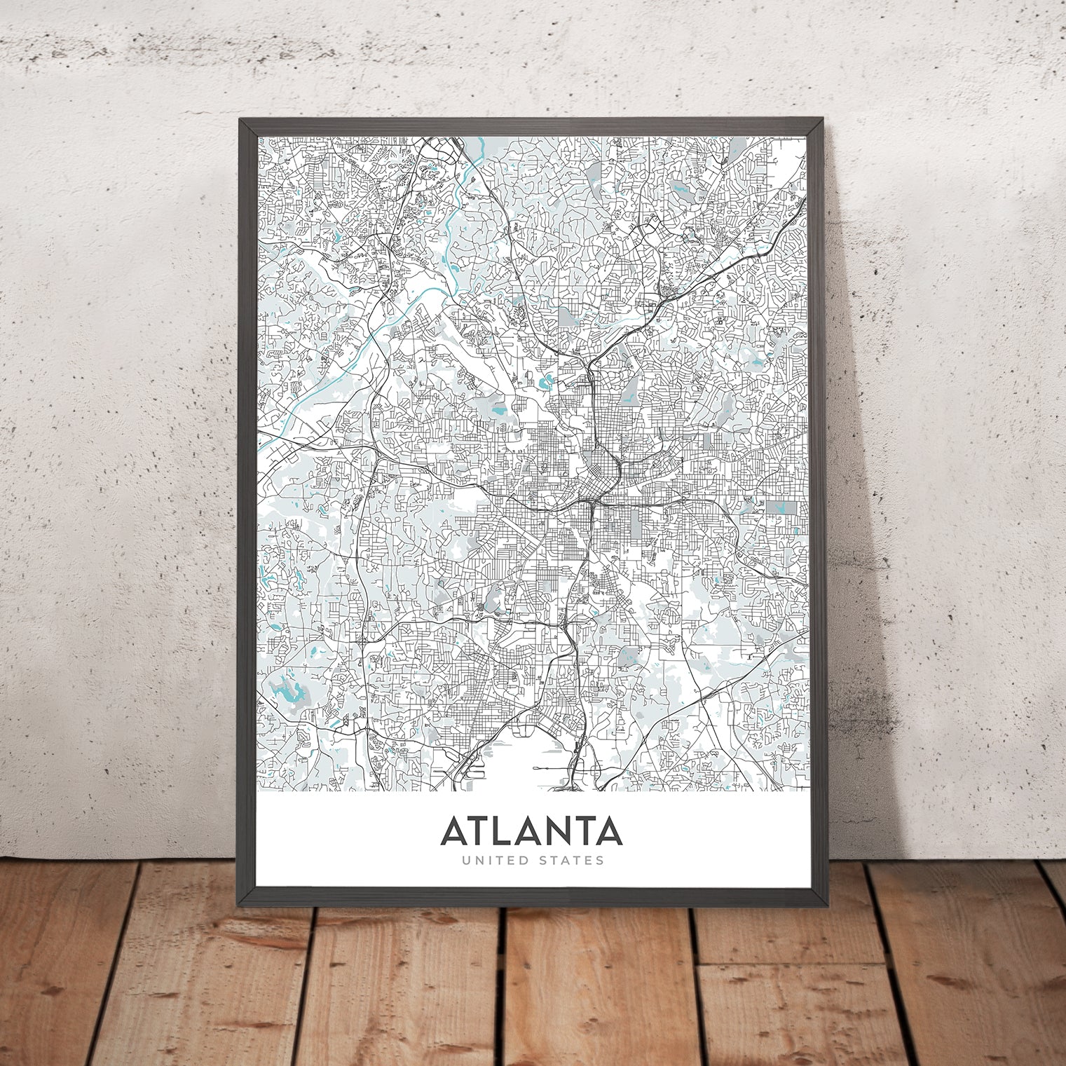 Modern City Map of Atlanta, GA: Inman Park, Midtown, Georgia Aquarium ...