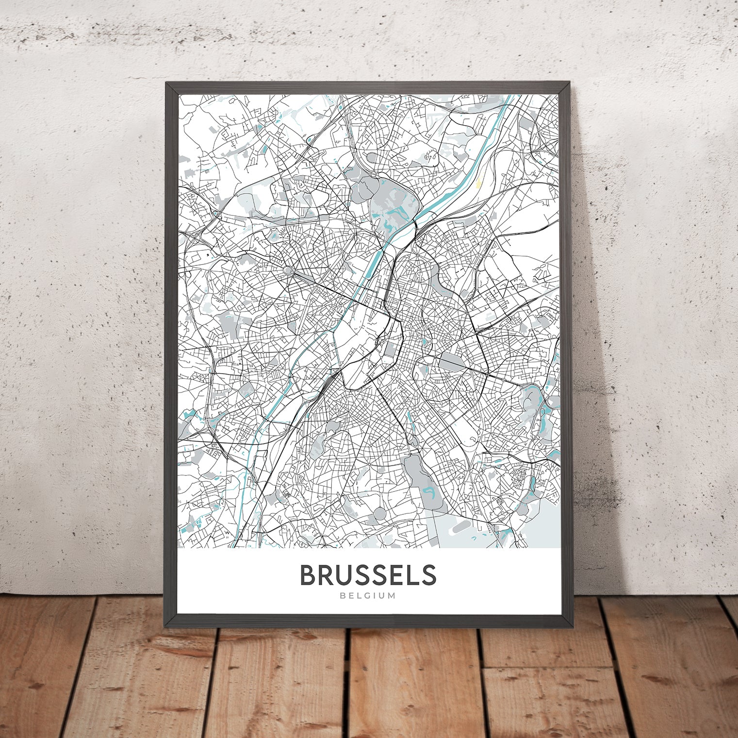 Modern City Map of Brussels, Belgium: Grand Place, Atomium, Royal Pala ...