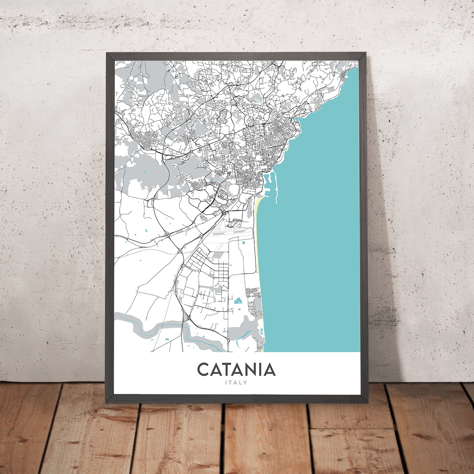 Modern City Map of Catania, Italy: Cathedral, Biscari, Elephant Founta ...