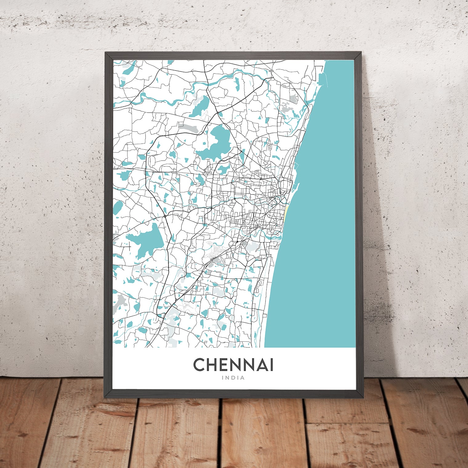 Modern City Map of Chennai, India: Marina Beach, Fort St. George, T. N ...