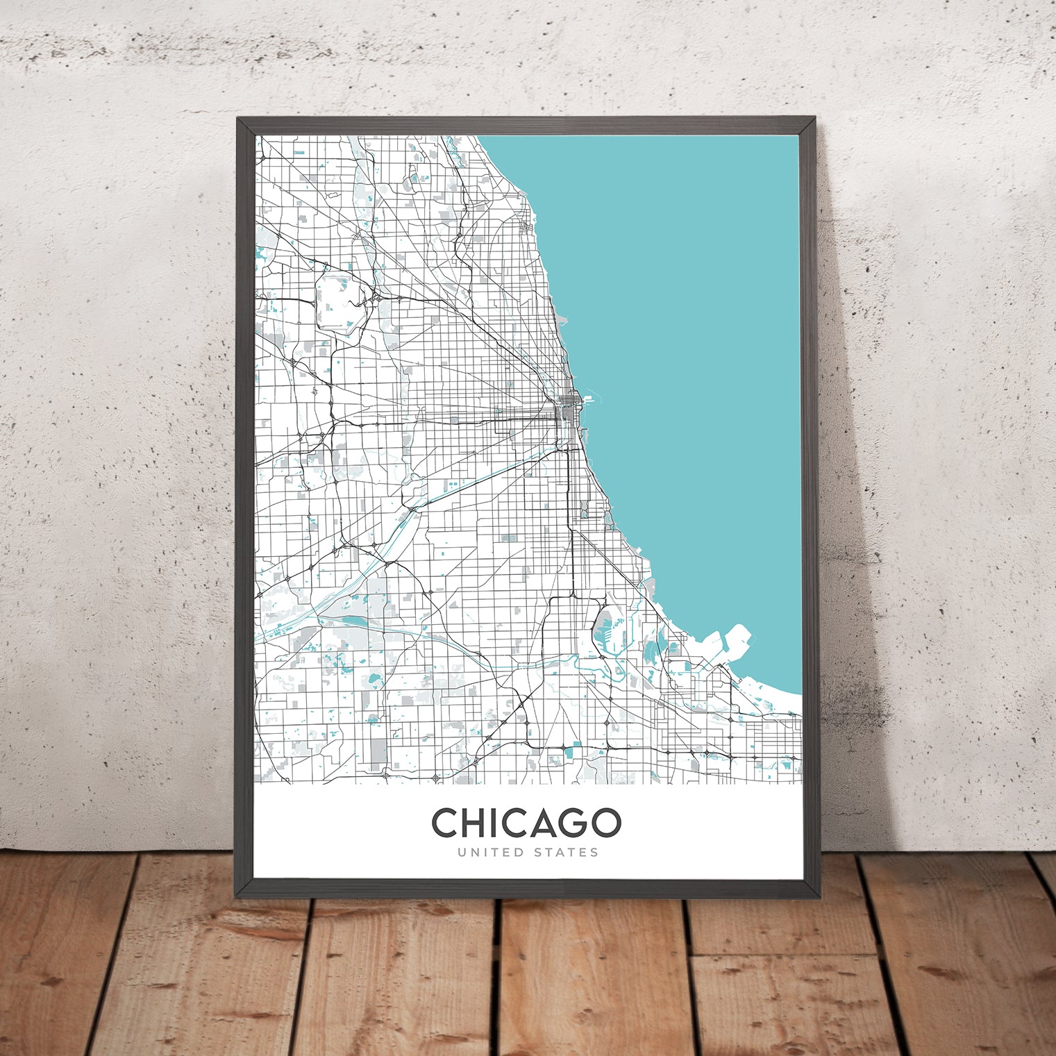 Modern City Map of Chicago, IL: Wrigley Field, Willis Tower, Lake Mich ...