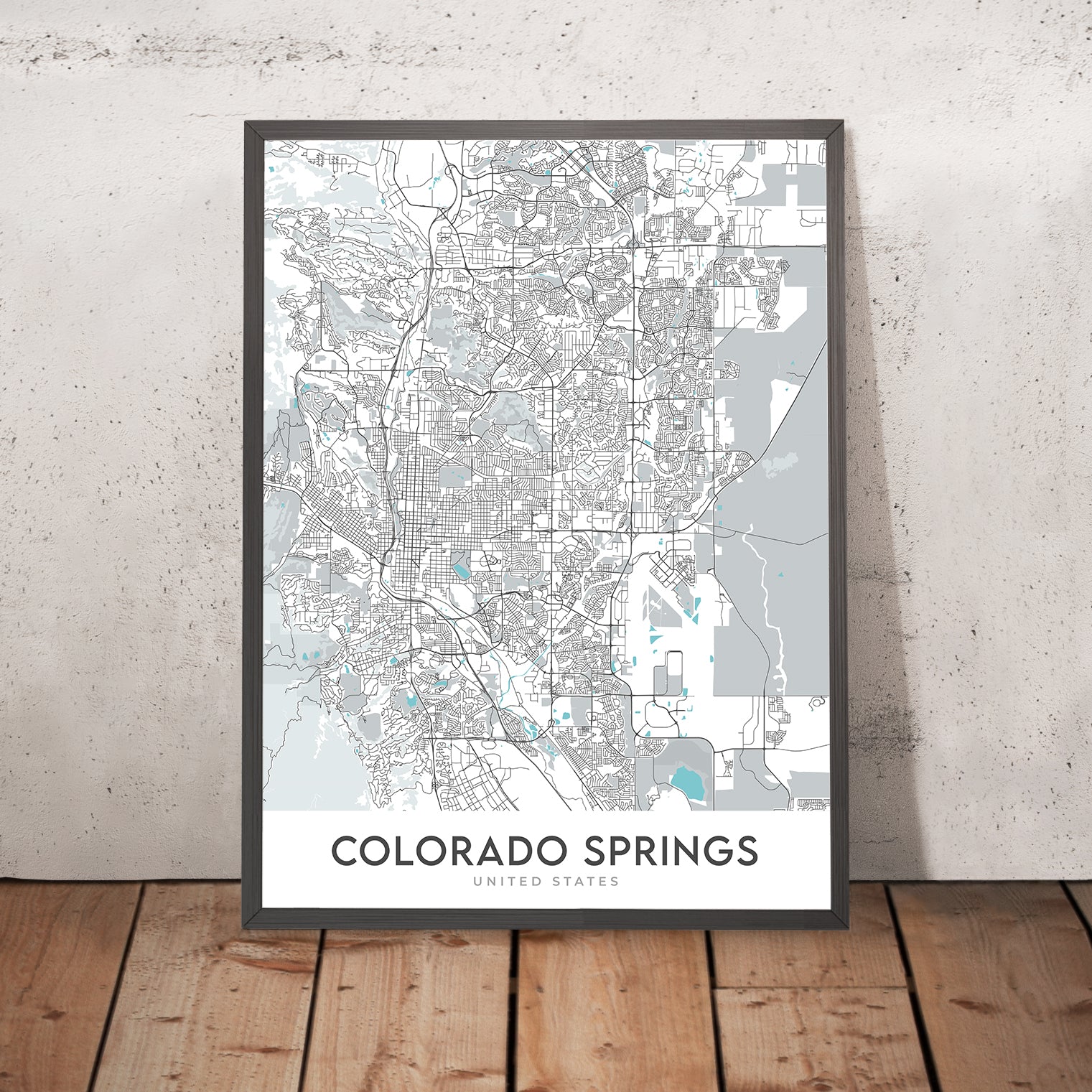 Modern City Map of Colorado Springs, CO: Garden of the Gods, Manitou S ...