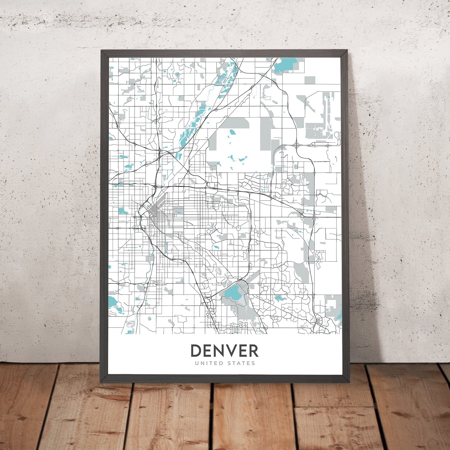 Modern City Map of Denver, CO: Red Rocks, City Park, Larimer Sq, Highl ...