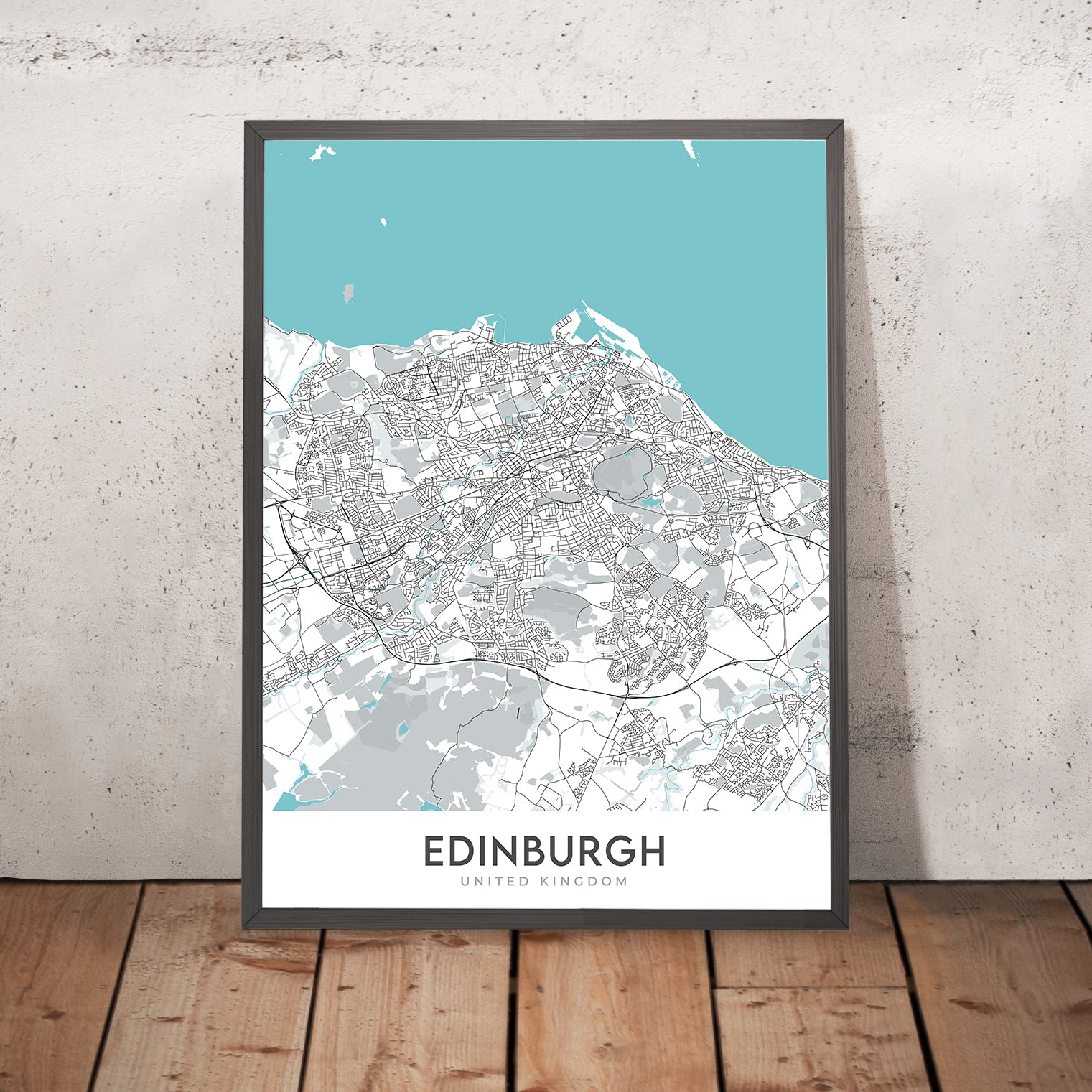 Modern City Map of Edinburgh, UK: Old Town, New Town, Edinburgh Castle ...