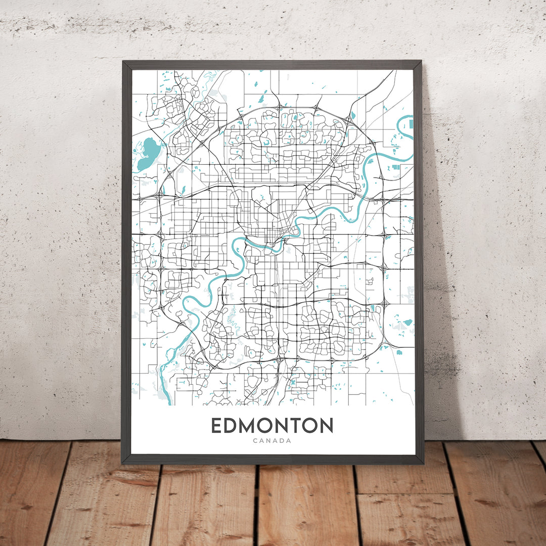 Modern City Map of Edmonton, Canada: Downtown, University of Alberta ...