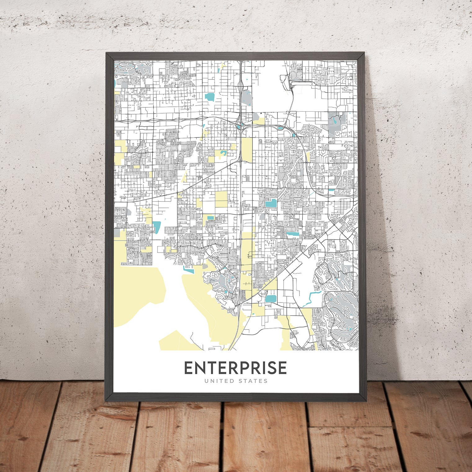 Moderne Stadtkarte von Enterprise, NV: Innenstadt, Enterprise High Sch ...
