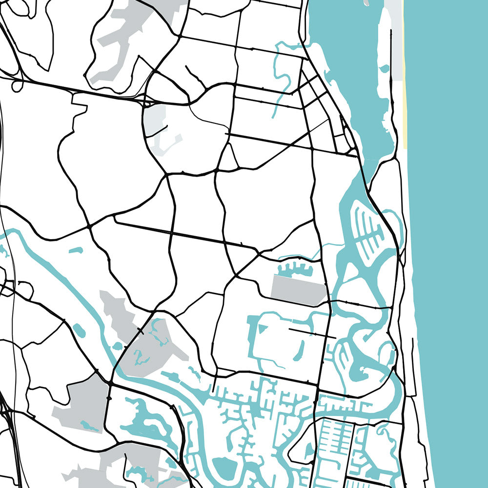 Gold Coast Australia Map Modern City Map Of Gold Coast, Australia:
