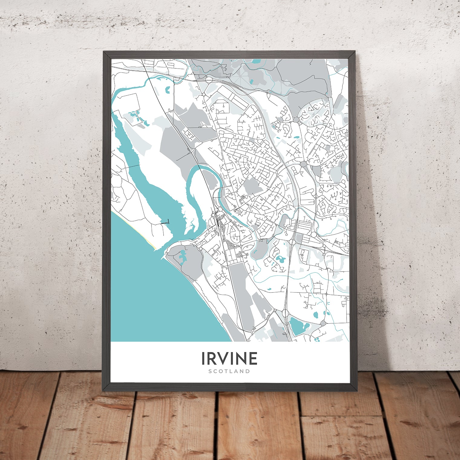 Modern Town Map of Irvine, Scotland: Town Centre, River Irvine, Eglint ...