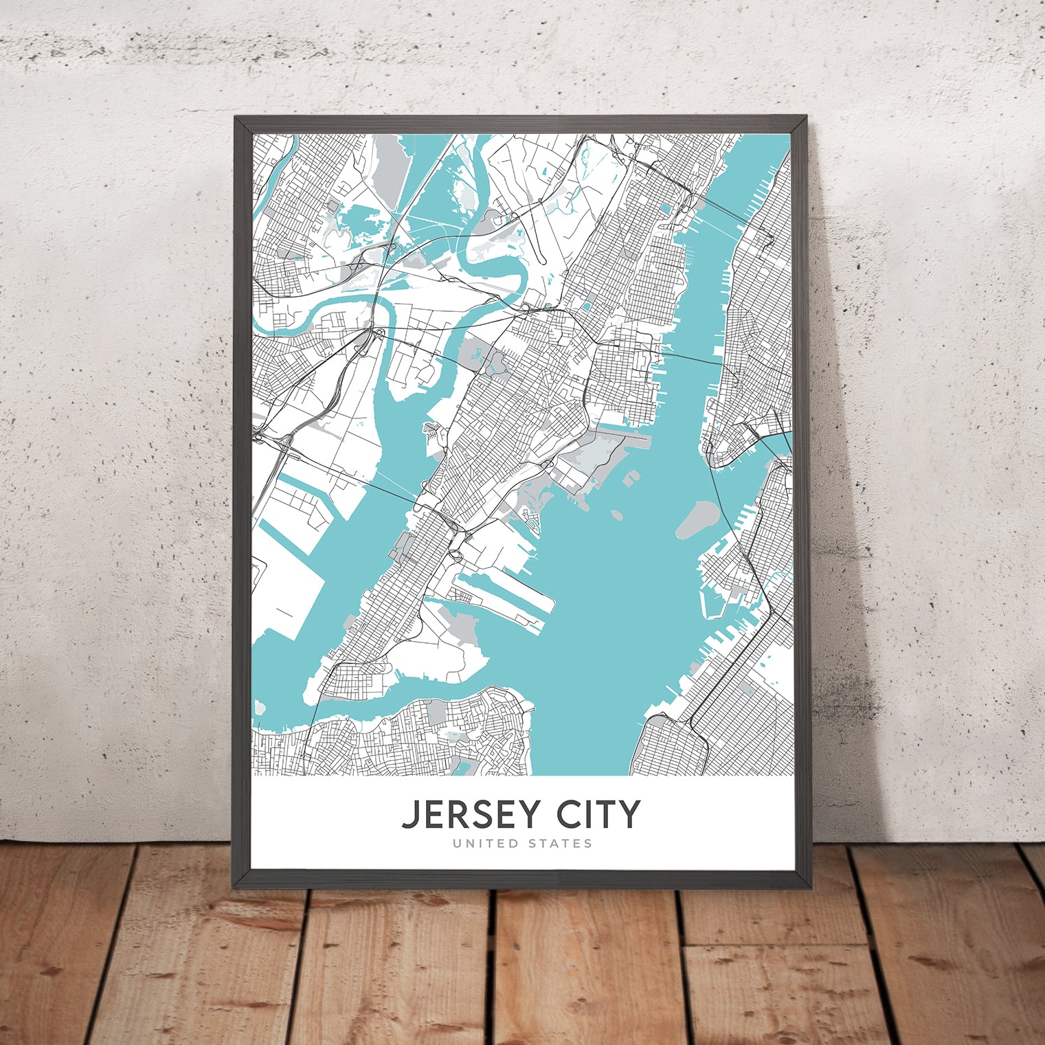 Modern City Map of Jersey City, NJ: Bergen-Lafayette, Liberty State Pa ...