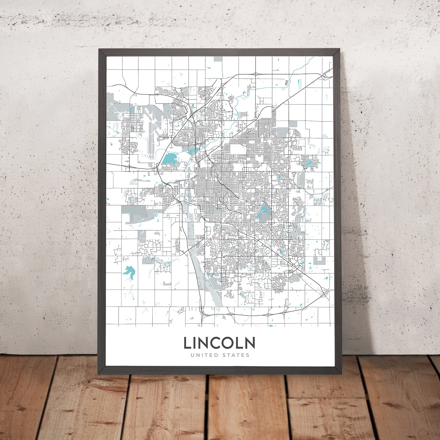 Modern City Map of Lincoln, NE: University of Nebraska, Sunken Gardens ...