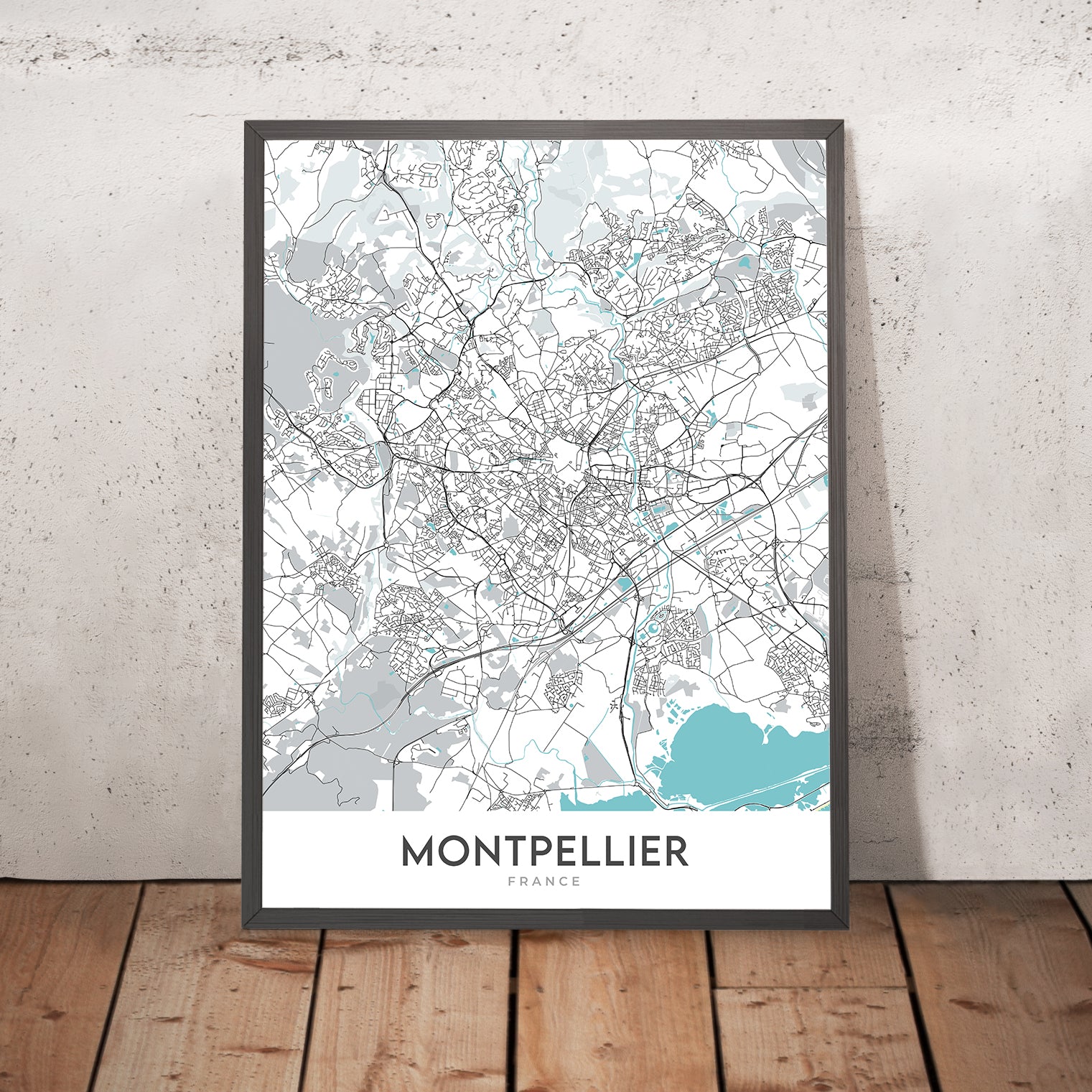 Modern City Map of Montpellier, France: Antigone, Beaux Arts, Cathédra ...