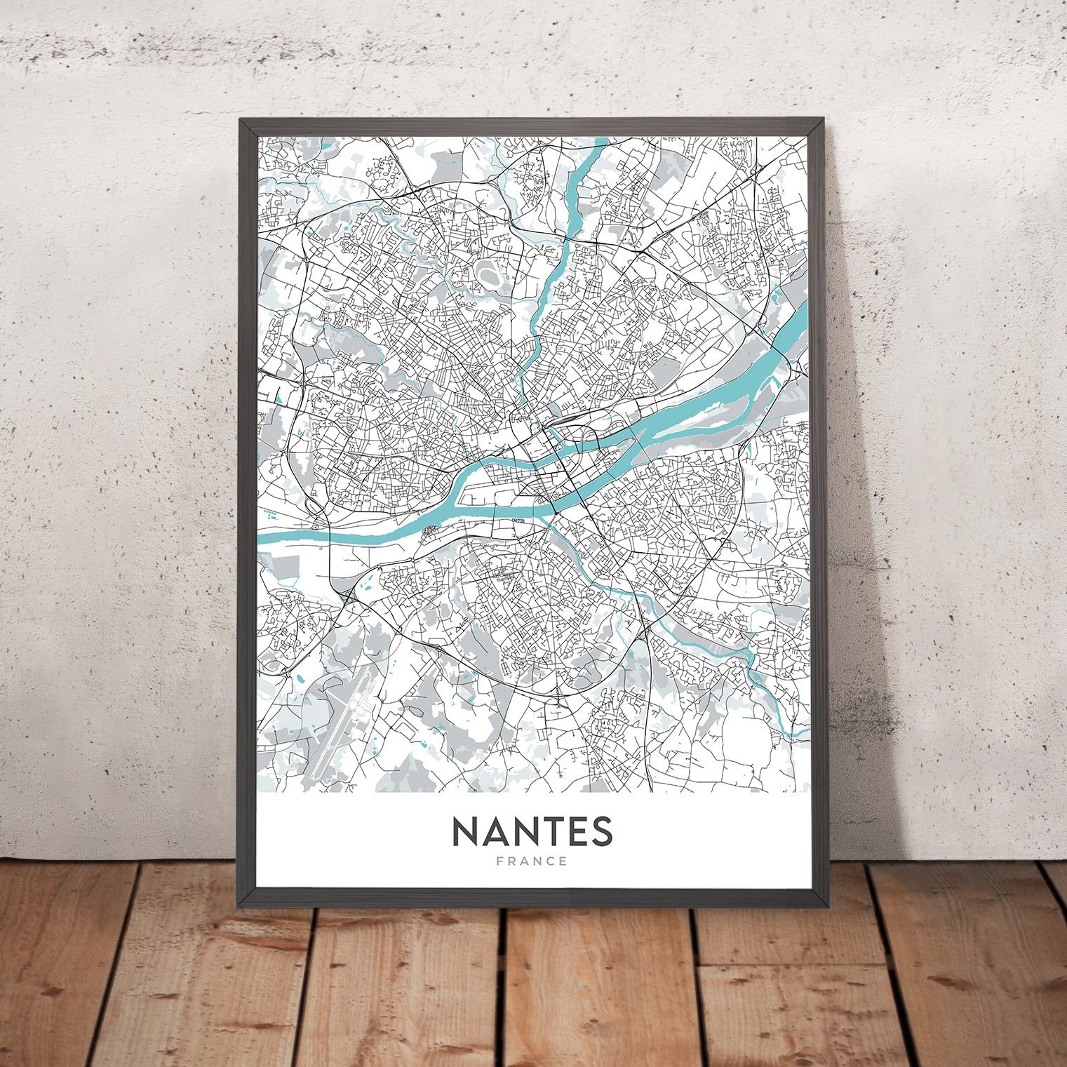 Modern City Map of Nantes, France: Centre-ville, Château, Cathédrale ...