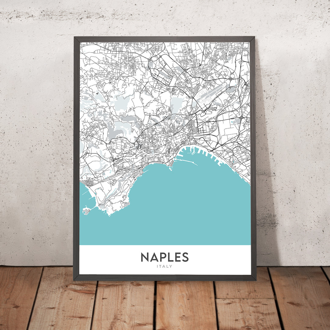 Modern City Map of Naples, Italy: Chiaia, Castel Nuovo, Galleria Umber ...