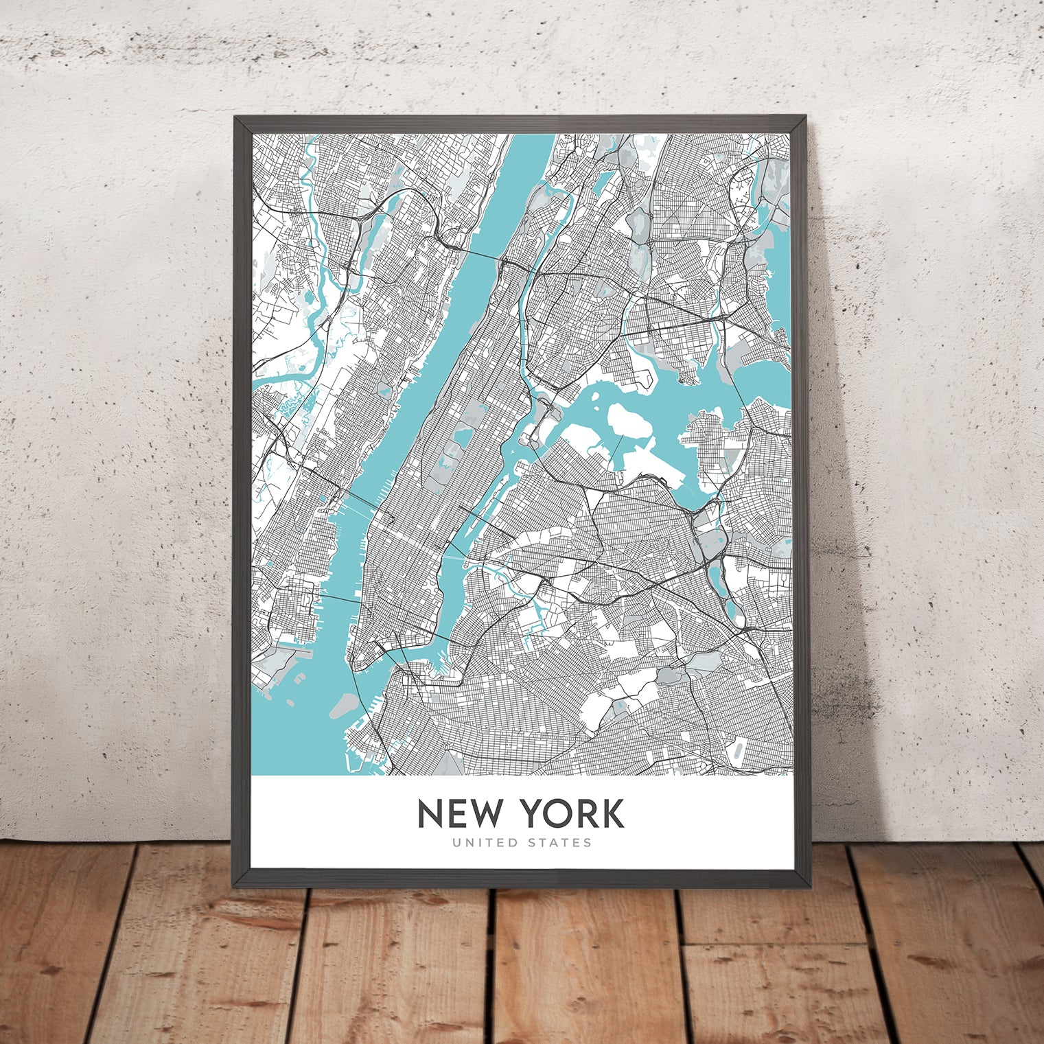 Modern City Map of New York City, NY: Central Park, Empire State Build ...