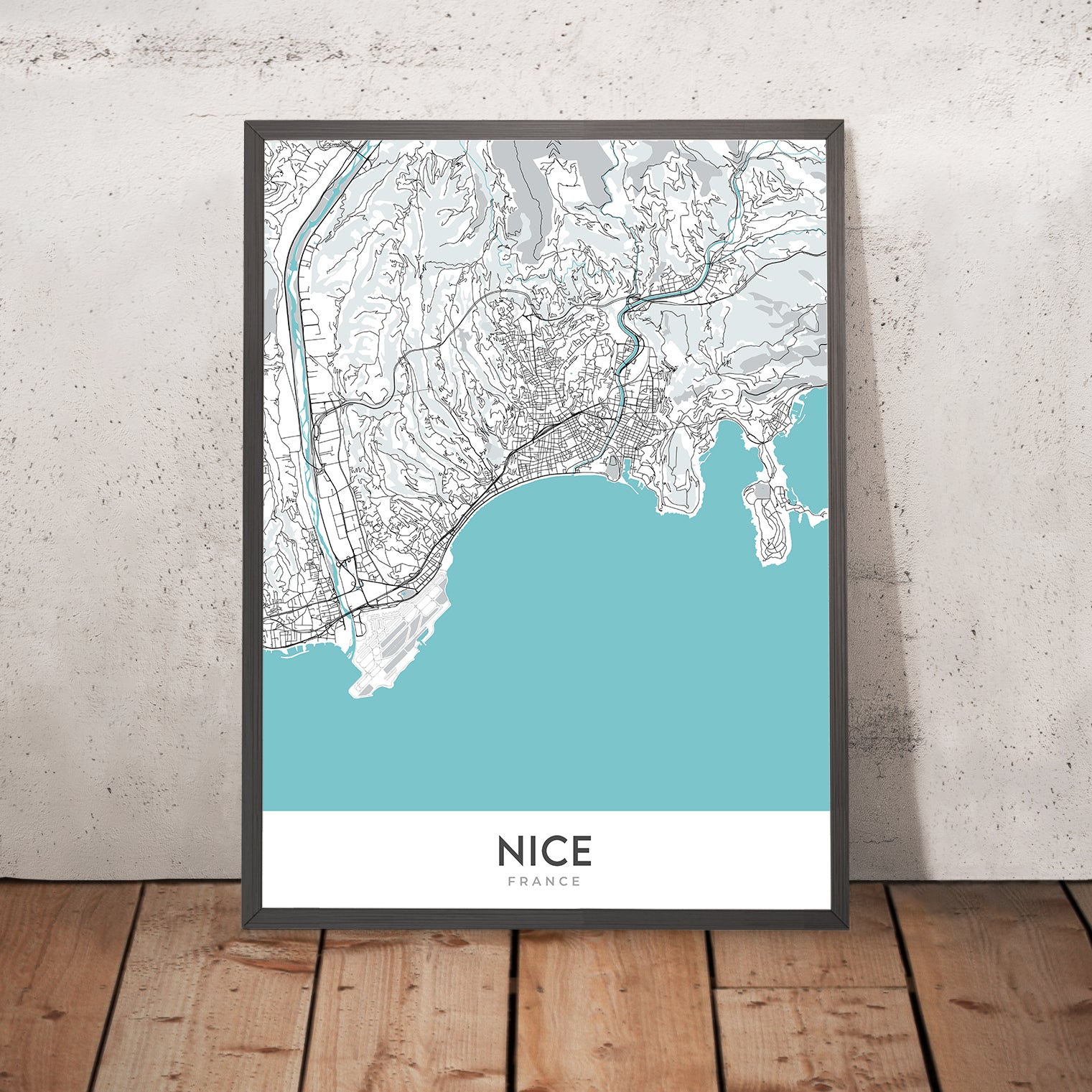 Modern City Map of Nice, France: Old Town, Castle Hill, Promenade des ...