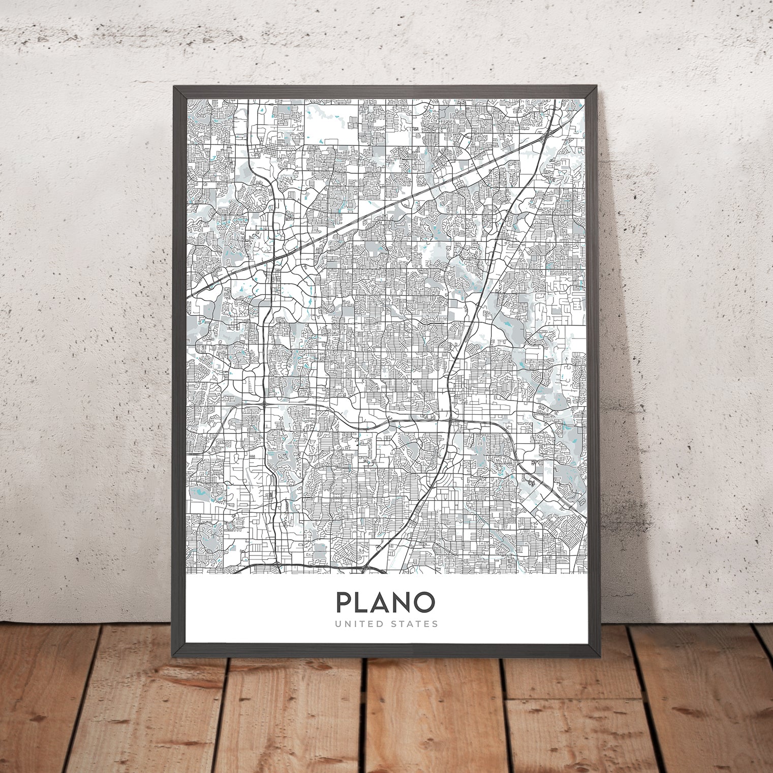 Modern City Map of Plano, TX: Downtown, Legacy West, Arbor Hills, Pres ...