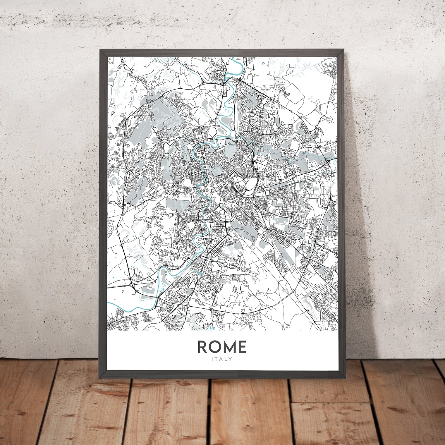 Modern City Map of Rome, Italy: Colosseum, Pantheon, Roman Forum, Trev ...