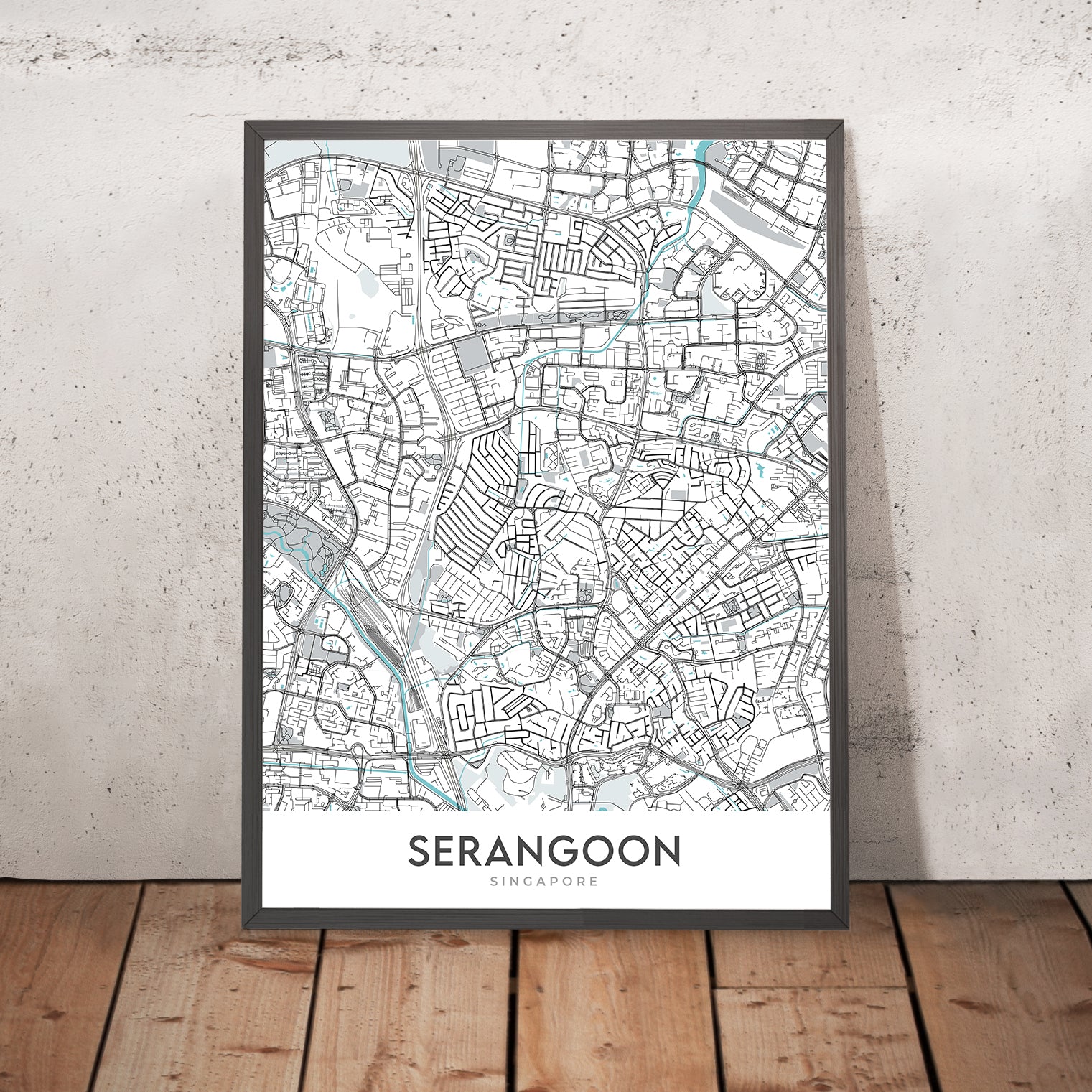 Modern City Map of Serangoon, Singapore: Chomp Chomp, Gardens, River ...