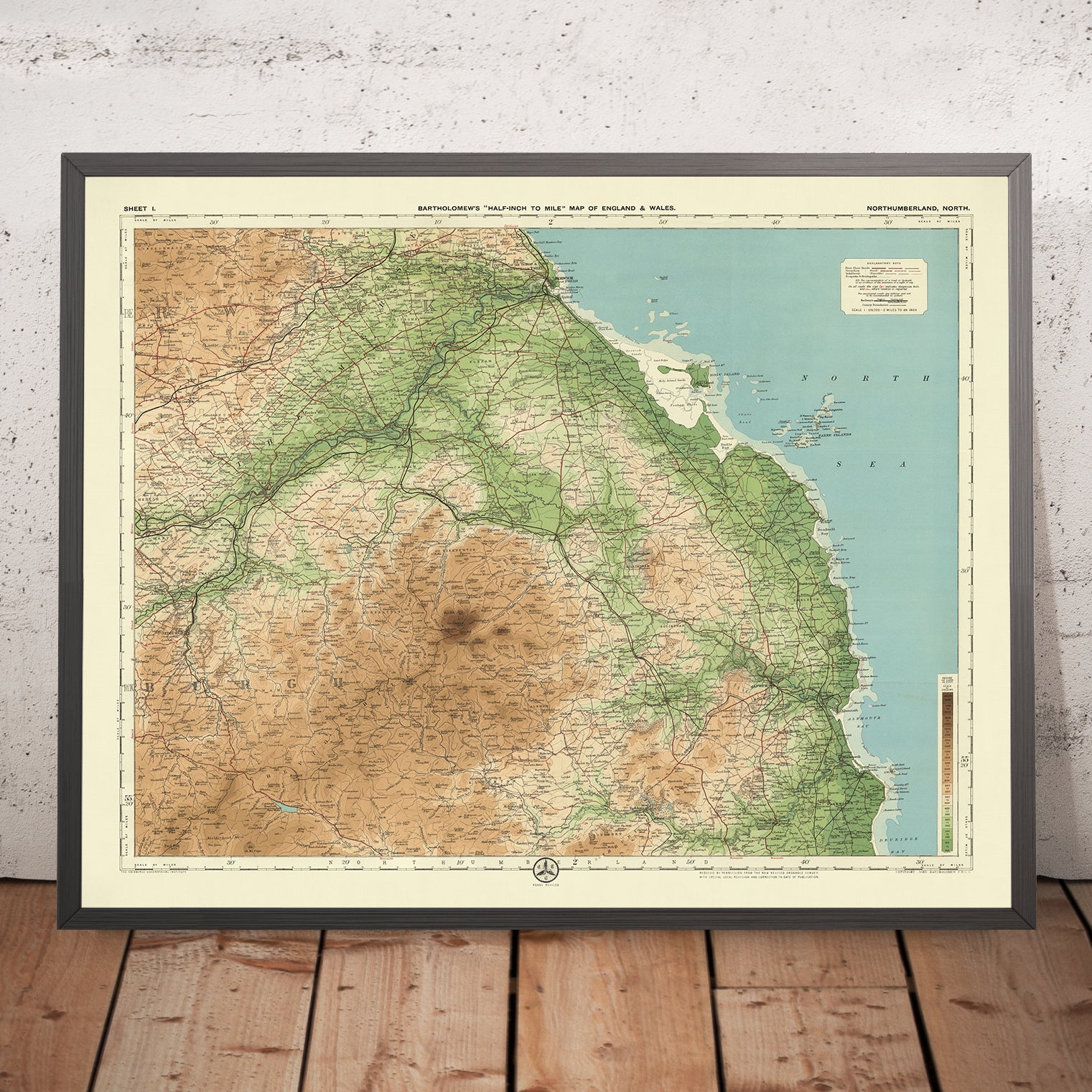 Old OS Map of Northumberland - North by Bartholomew, 1901: Alnwick, Be ...