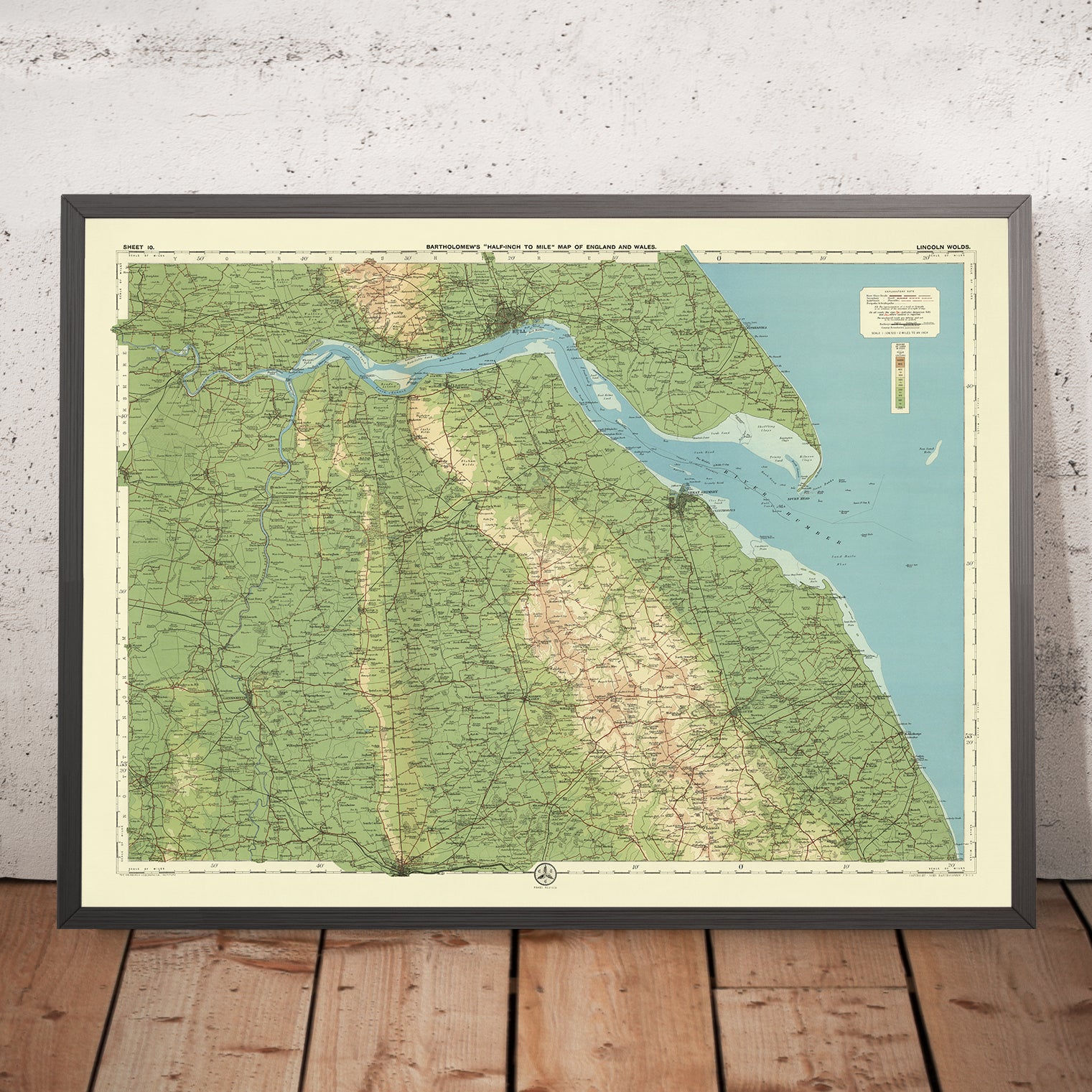 Old OS Map of Lincoln Wolds, Lincolnshire by Bartholomew, 1901: Hull ...