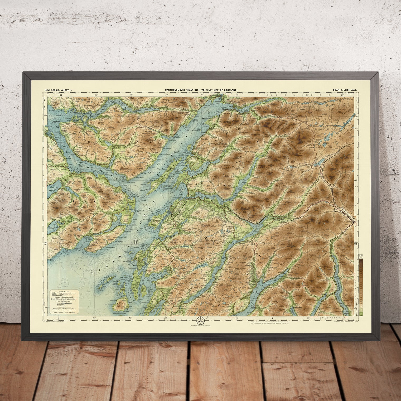 Old OS Map of Oban & Loch Awe, Argyllshire by Bartholomew, 1901: Firth ...