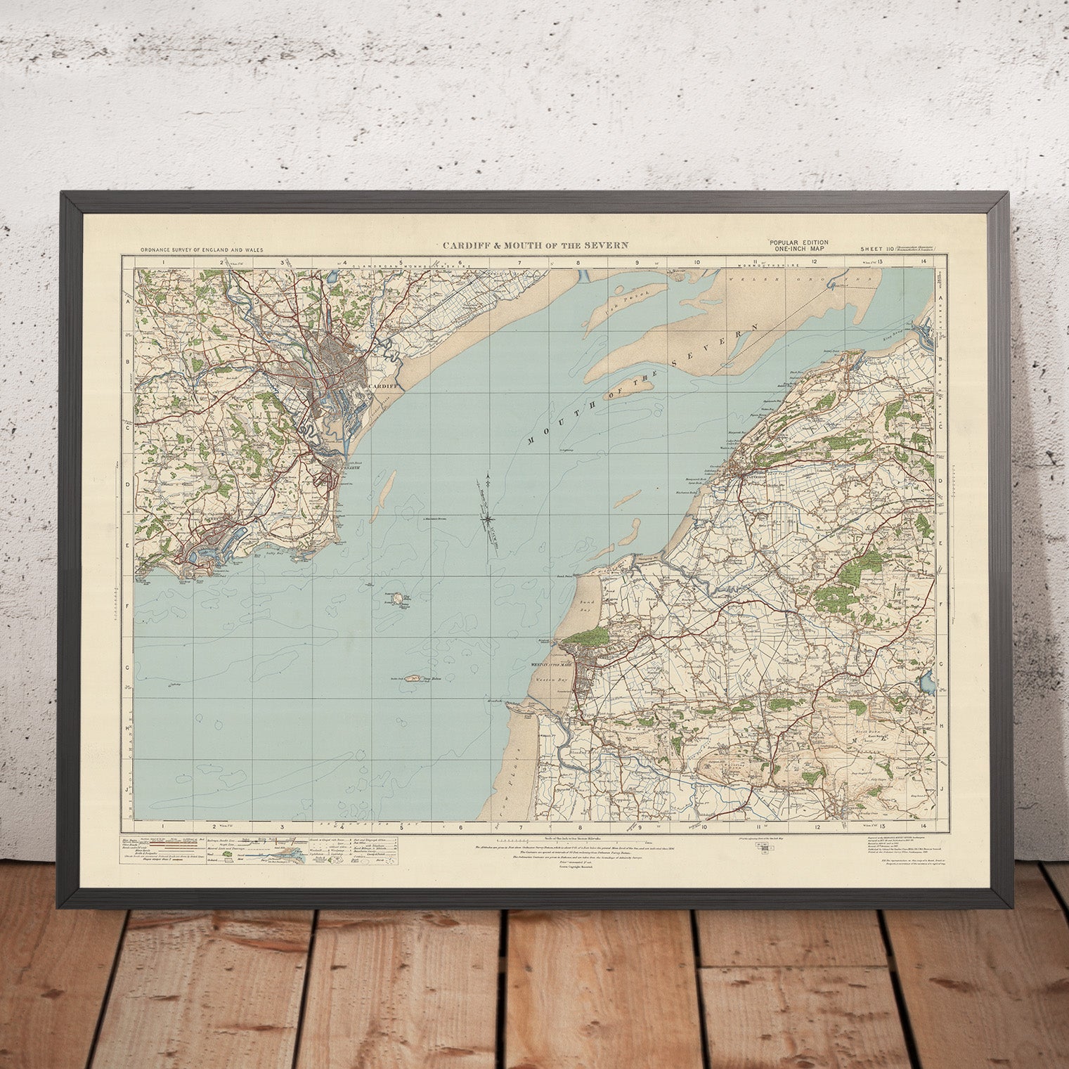 Old Ordnance Survey Map, Sheet 110 - Cardiff & Mouth of the Severn, 19 ...