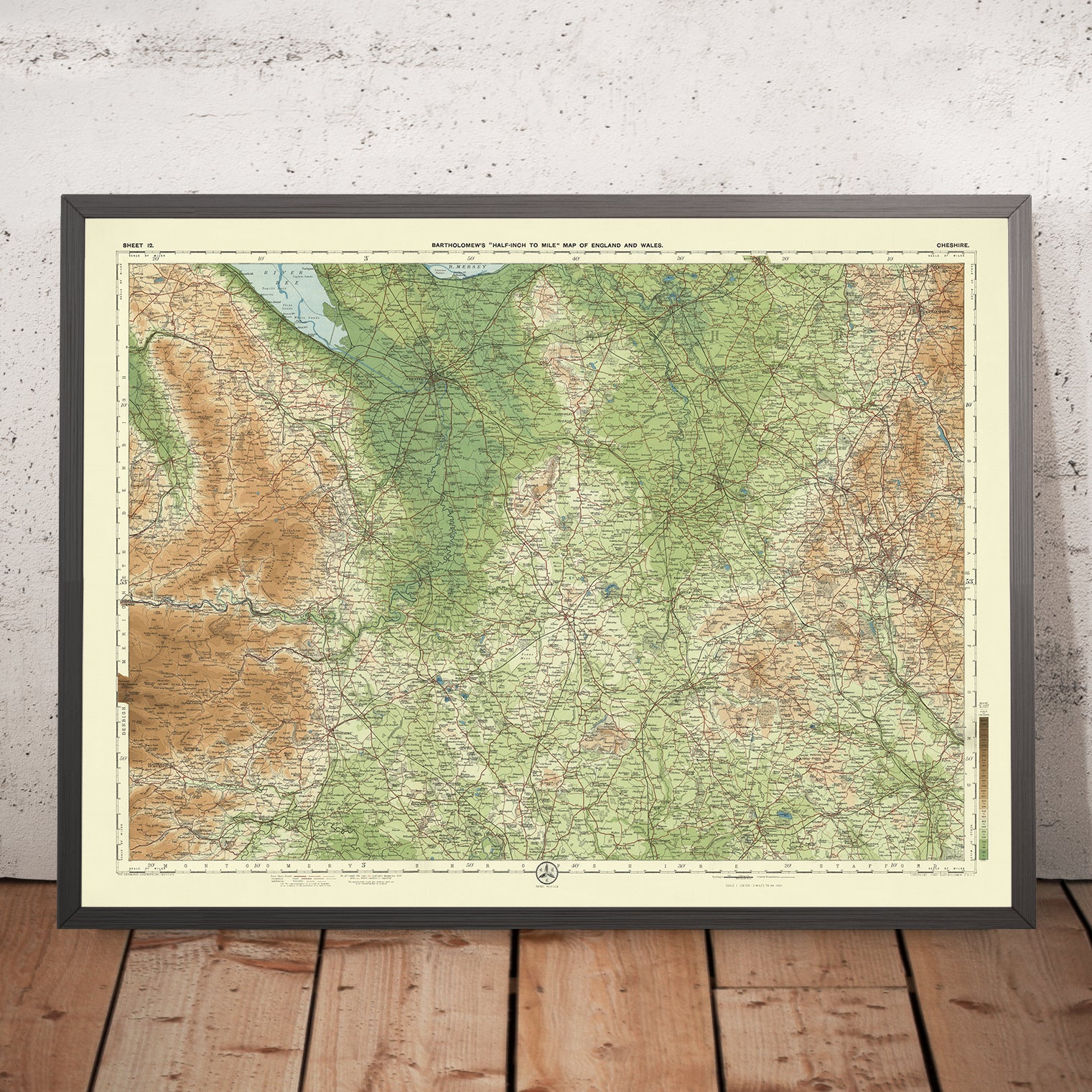 Old OS Map of Cheshire by Bartholomew, 1901: Chester, Crewe, Mersey, C ...