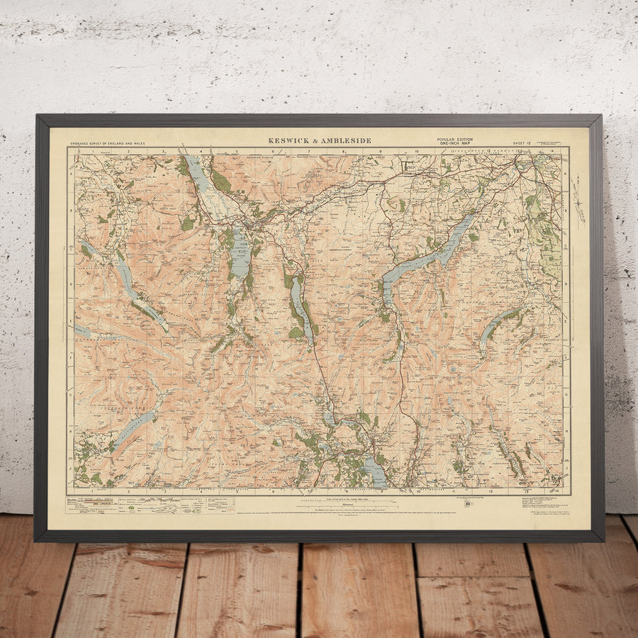 Old Ordnance Survey Map, Sheet 12 - Keswick & Ambleside, 1925: Butterm ...