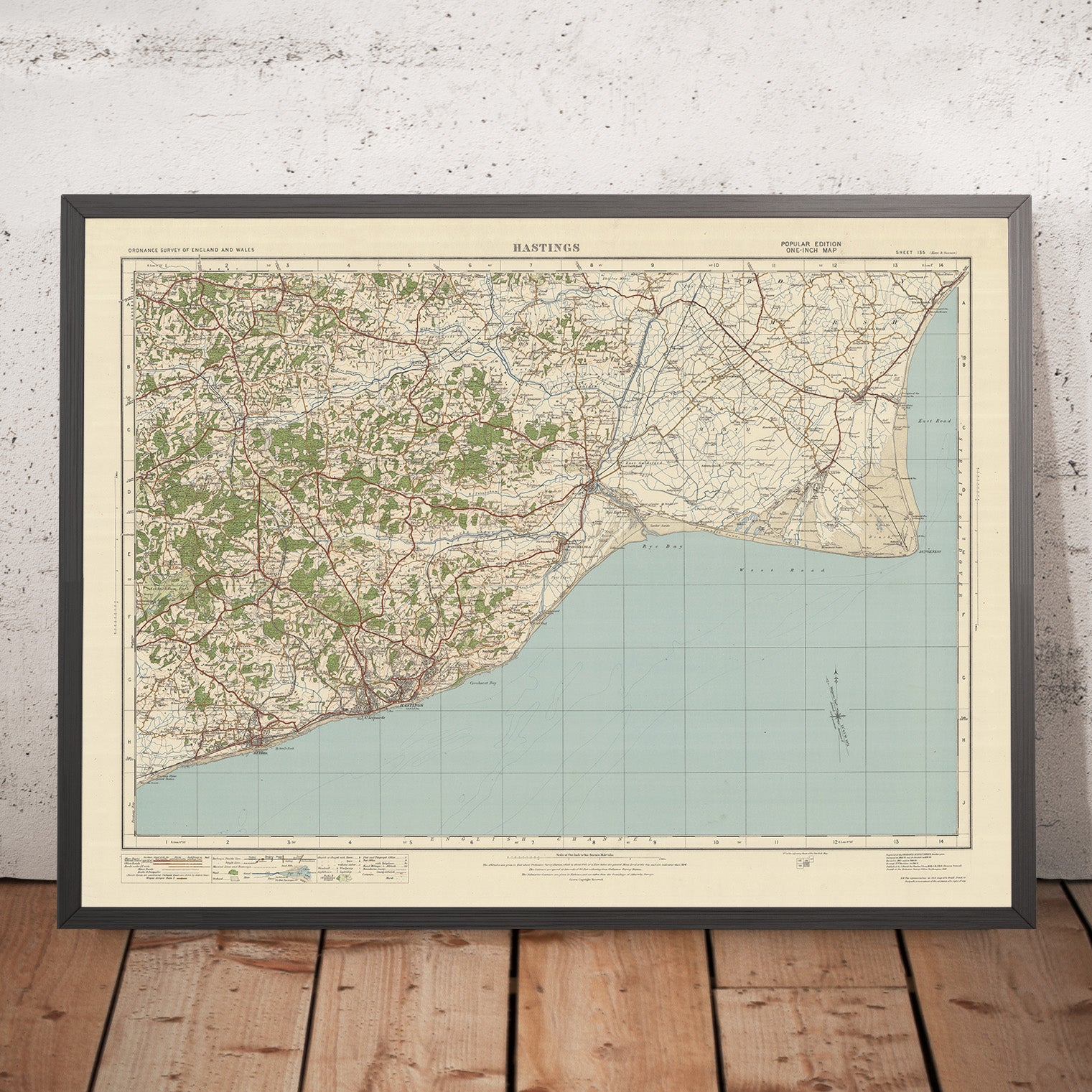 Old Ordnance Survey Map, Sheet 135 - Hastings, 1925: Bexhill, Rye, Bat ...