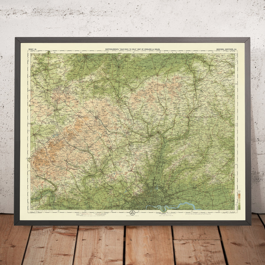 Old OS Map of Bedfordshire & Hertfordshire by Bartholomew, 1901: Luton ...
