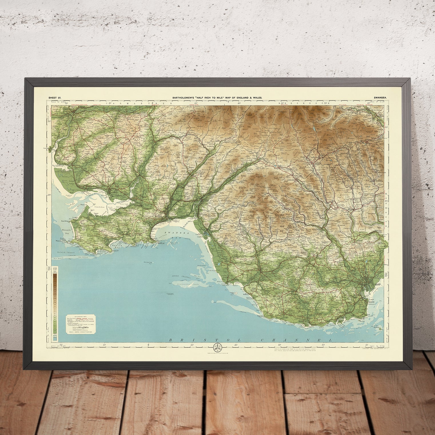 Old OS Map of Swansea, South Wales by Bartholomew, 1901: Neath, Carmar ...