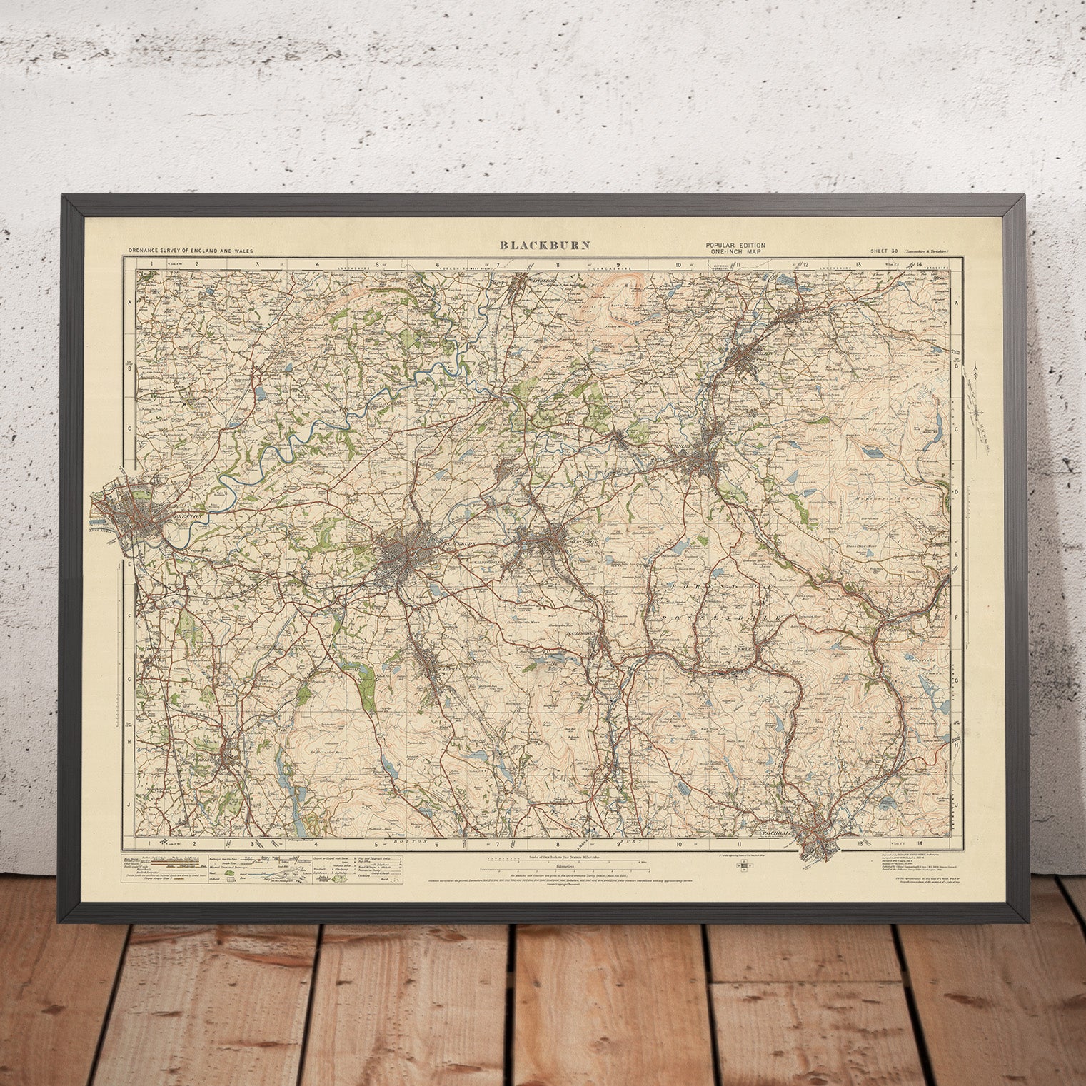 Old Ordnance Survey Map, Sheet 30 - Blackburn, 1925: Preston, Burnley ...