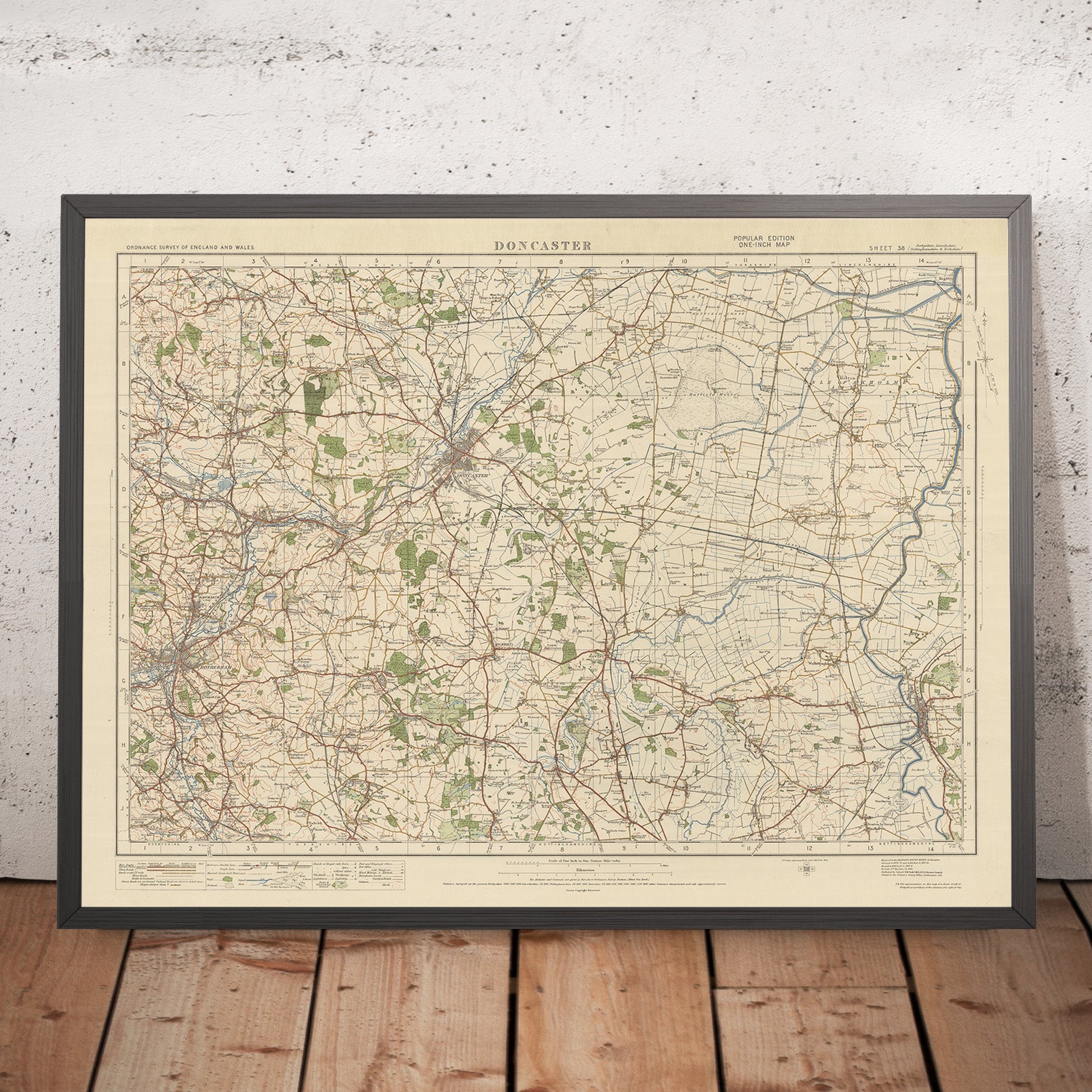 Old Ordnance Survey Map, Sheet 38 - Doncaster, 1925: Rotherham, Gainsb ...