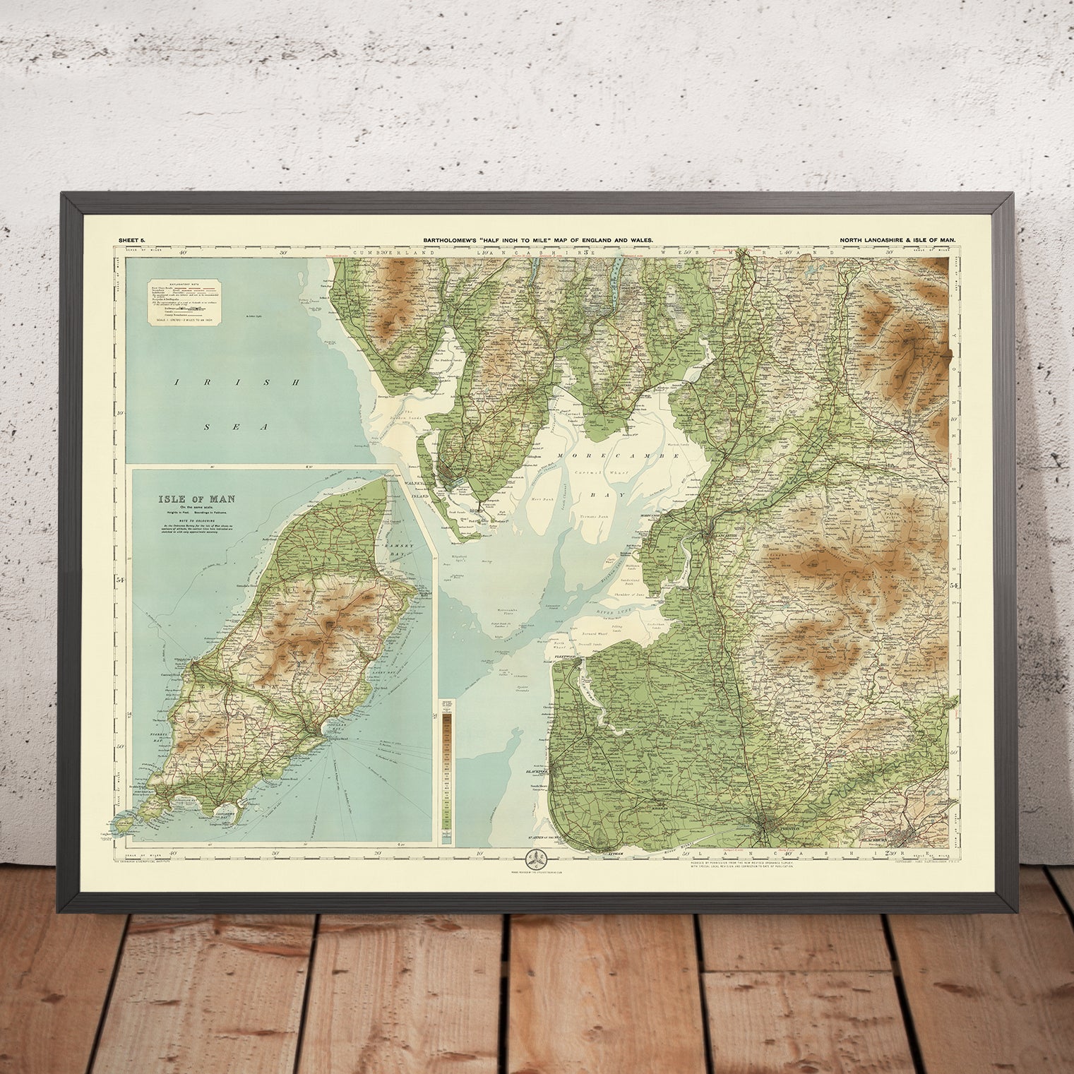 Old OS Map of North Lancashire & Isle of Man by Bartholomew, 1901: Lan ...