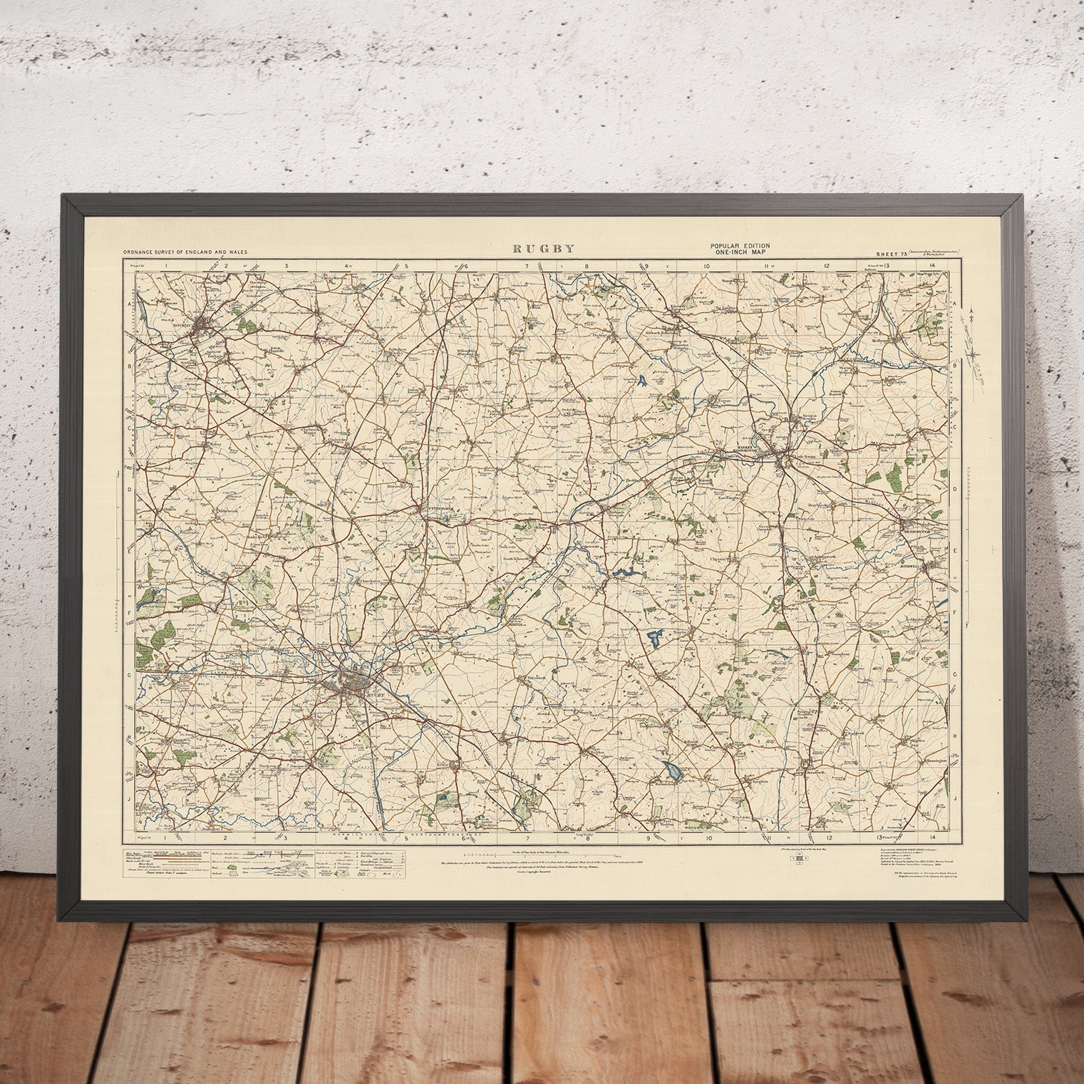 Old Ordnance Survey Map, Sheet 73 - Rugby, 1925: Hinckley, Market Harb ...