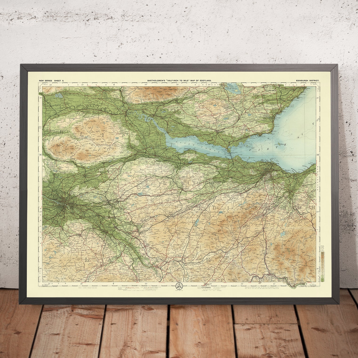 Old OS Map of Edinburgh, Midlothian by Bartholomew, 1901: Pentland Hil ...