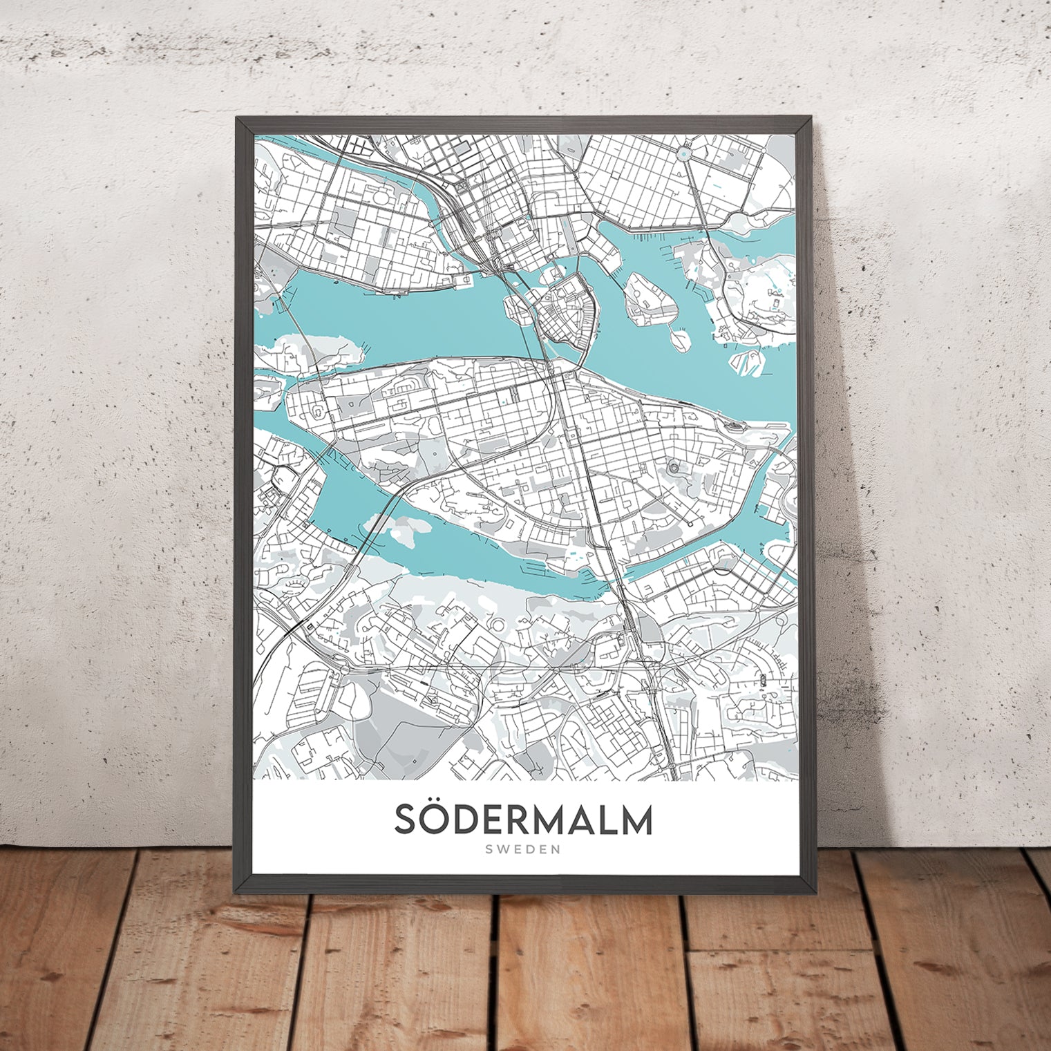 Modern City Map of Södermalm, Sweden: City Hall, Globe Arena, ABBA Mus ...