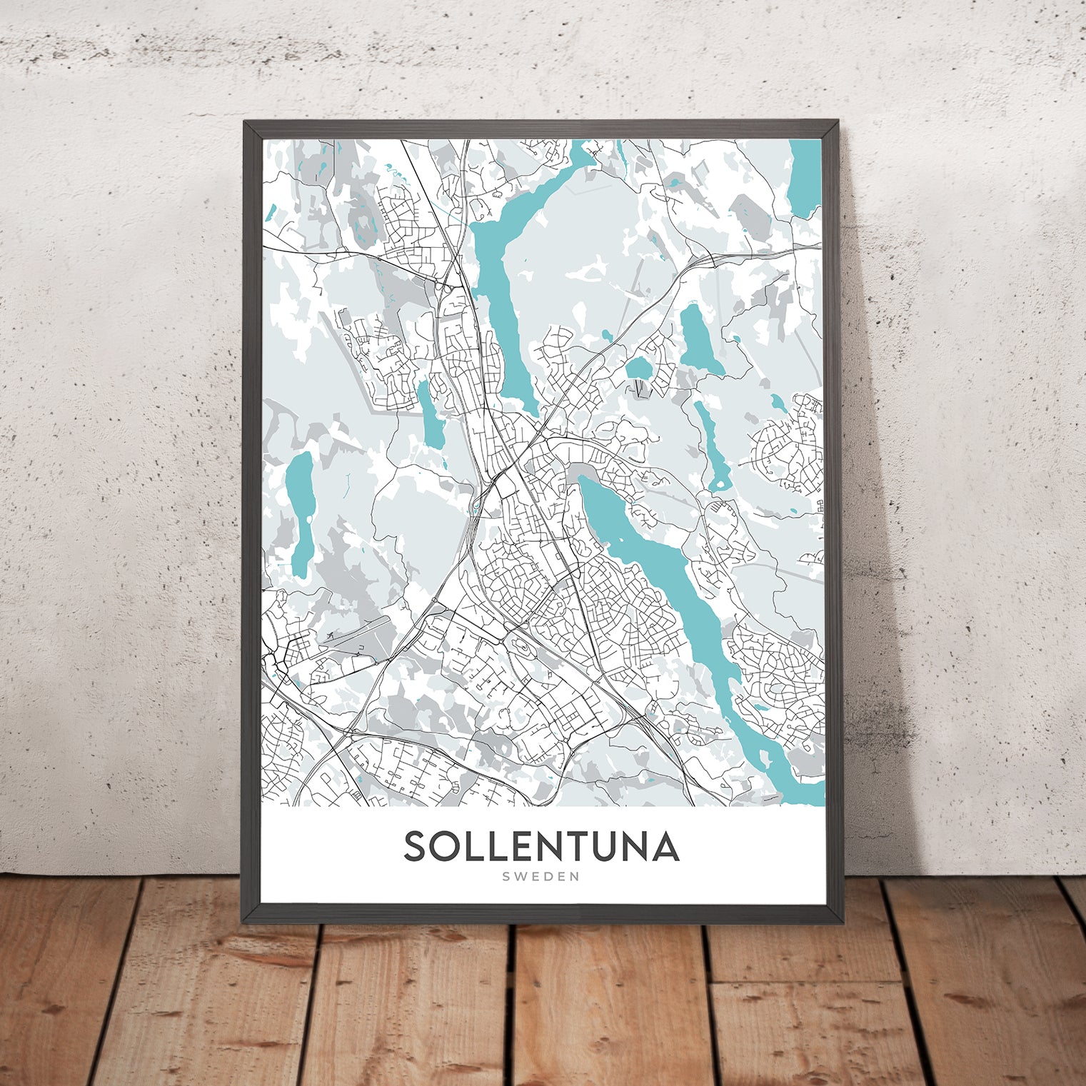 Modern City Map of Sollentuna, Sweden: Sollentuna, Tureberg, Häggvik ...