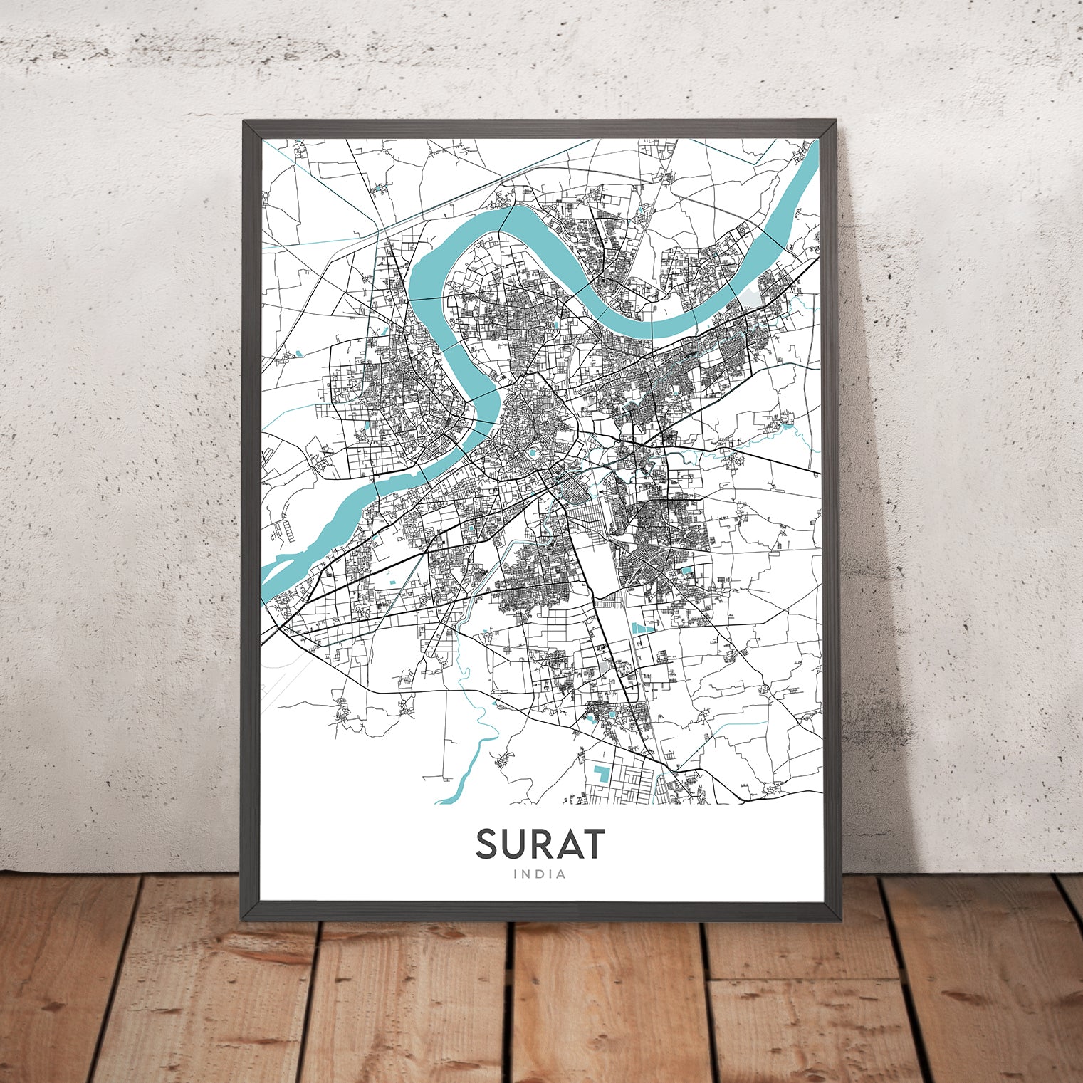 Modern City Map of Surat, Gujarat: Athwa, Tapi River, Sarthana Park, D ...