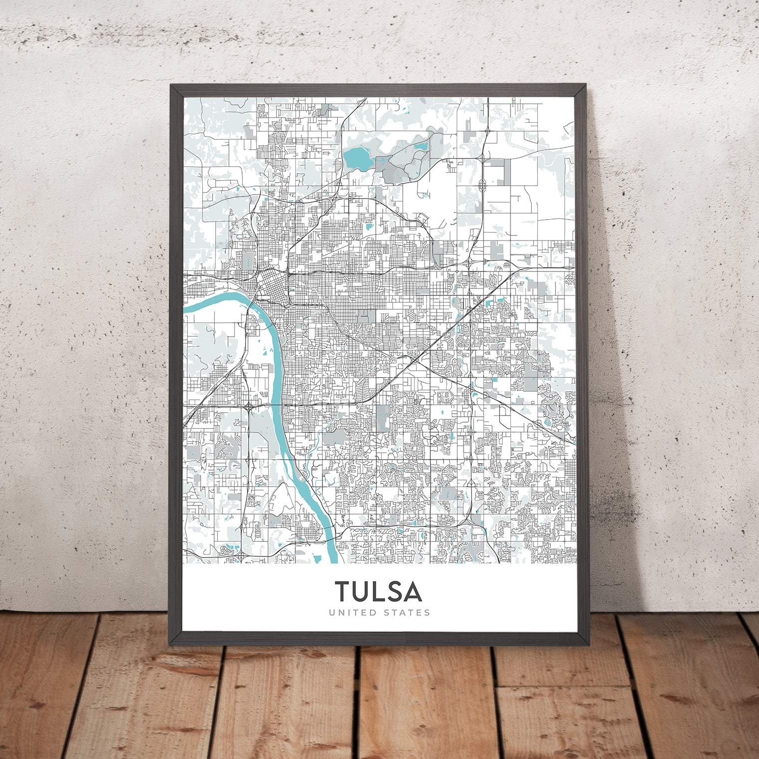 Modern City Map of Tulsa, OK: Downtown, Tulsa Zoo, I-44, Tulsa Botanic ...