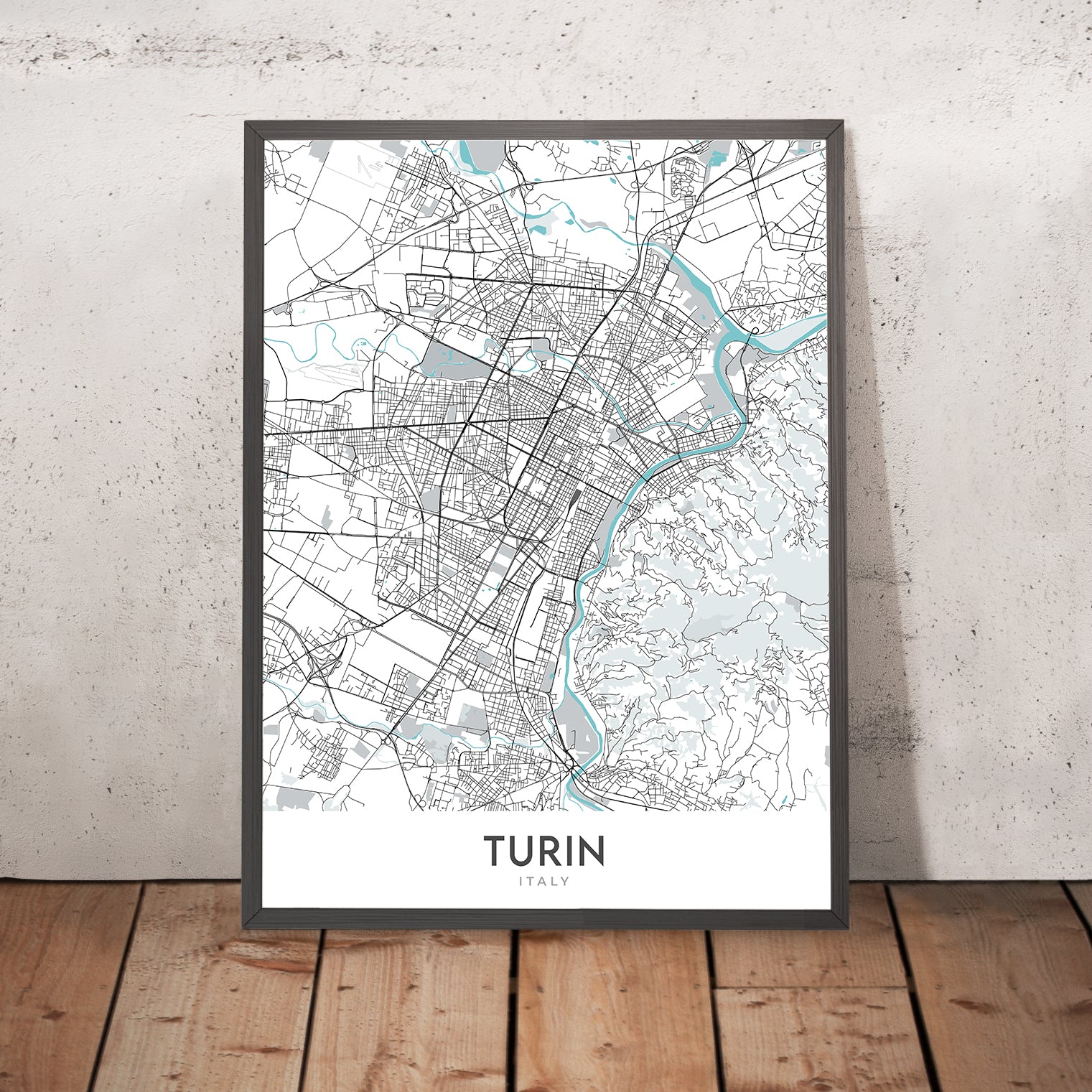 Modern City Map of Turin, Italy: Duomo, Mole, Egyptian Museum, Juventu ...