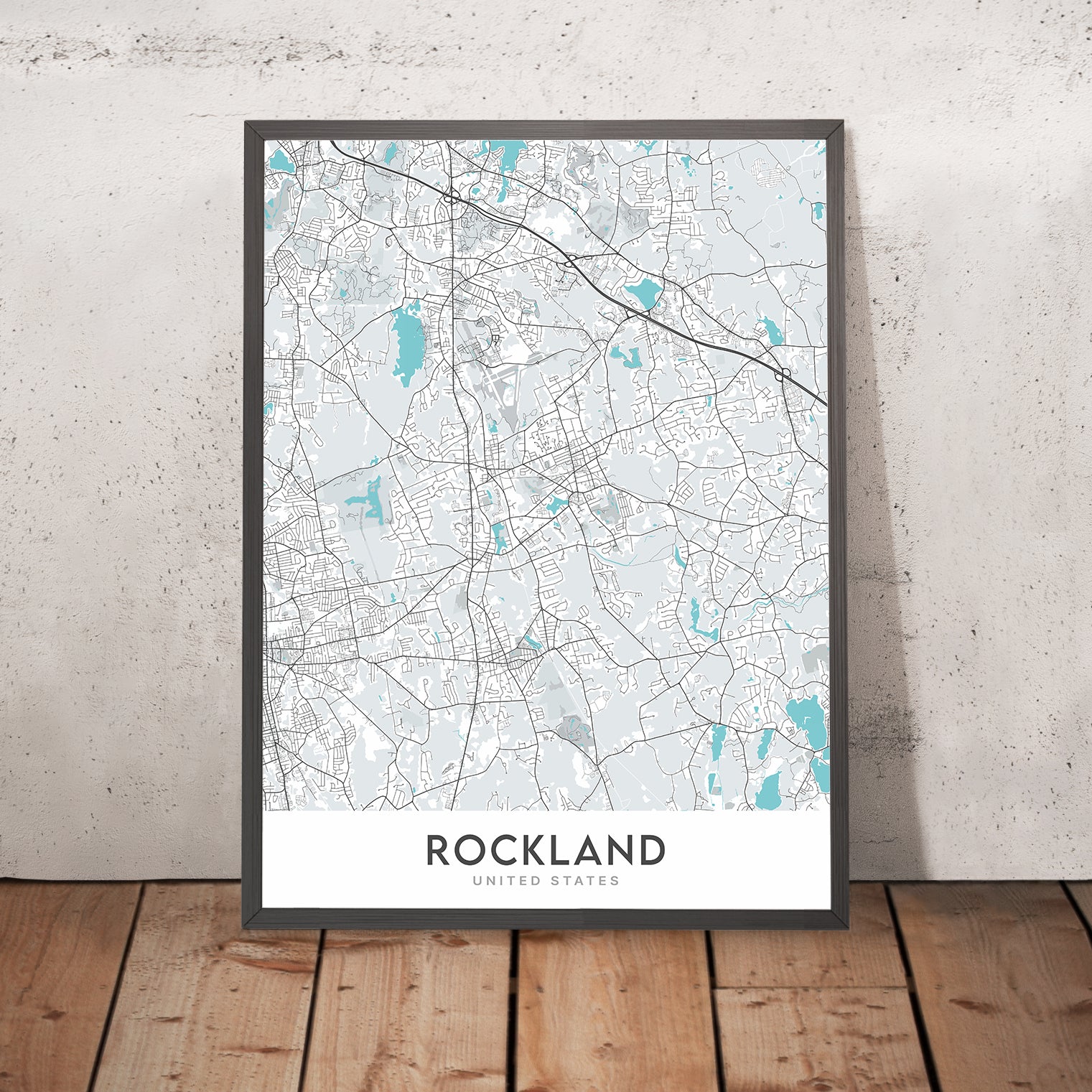 Modern City Map of Rockland, MA: Hanover, Union Street, Summer Street ...