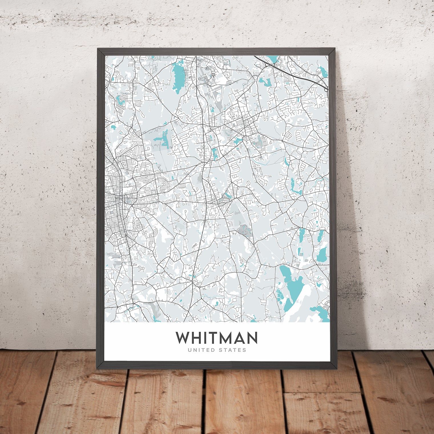 Modern City Map of Whitman, MA: Whitman Town Hall, Whitman-Hanson Regi ...