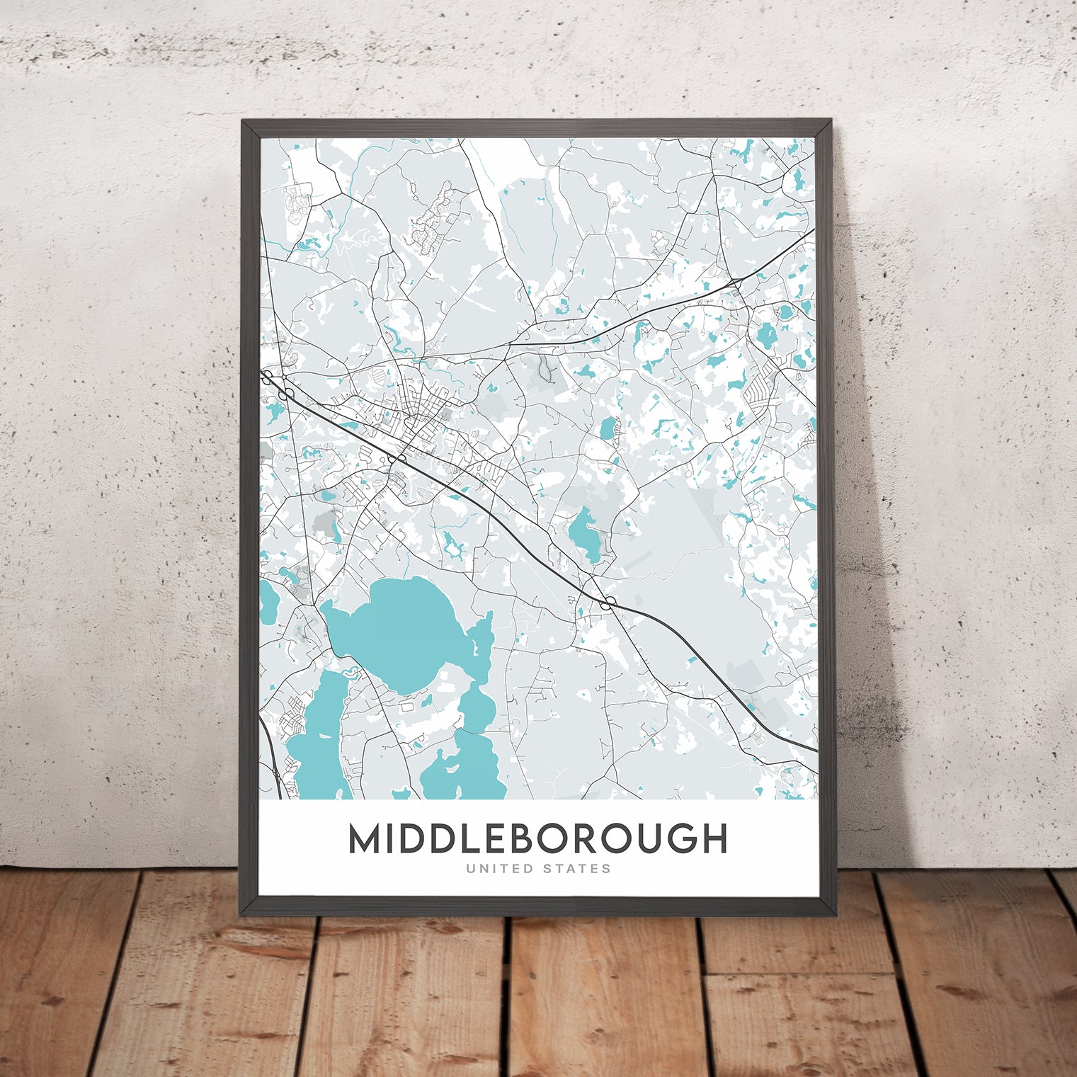 Modern City Map of Middleborough, MA: Middleborough Center, Lake Assaw ...