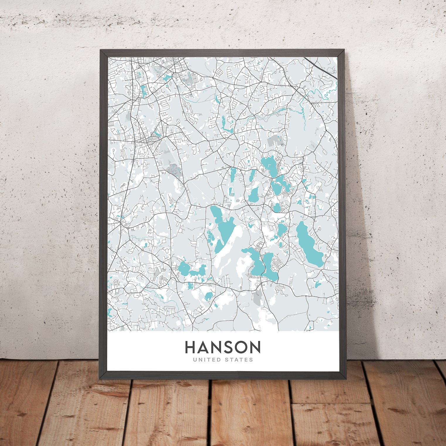 Modern City Map of Hanson, MA: Hanson Center, Indian Head River, Lake ...