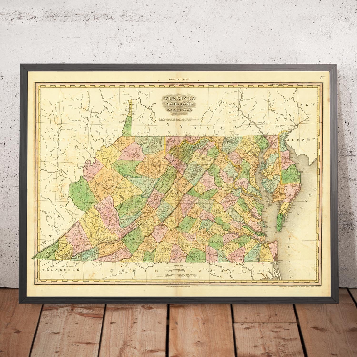 Old Map of Virginia, Delaware, Maryland and Washington D.C. by H. S. T ...