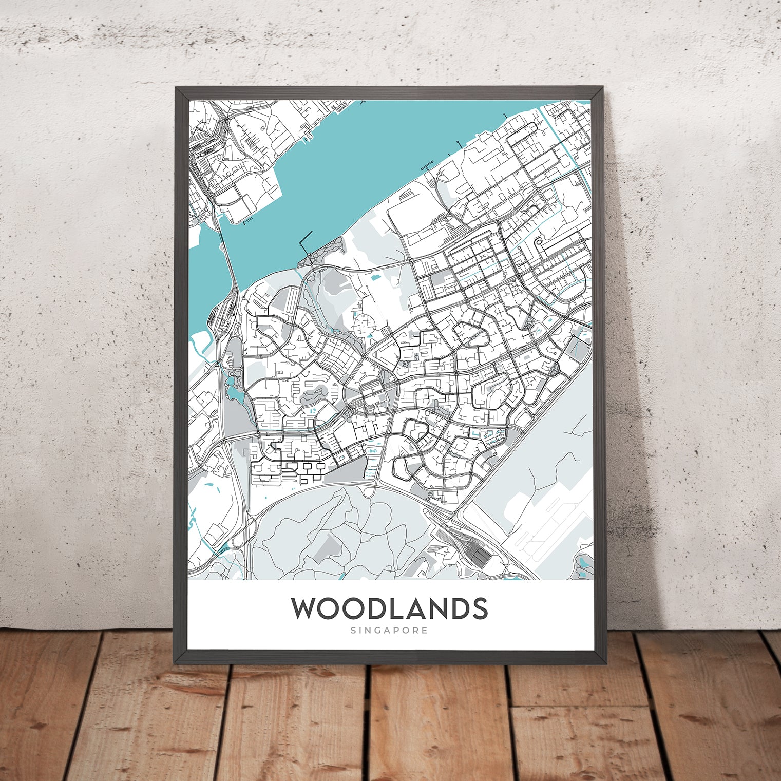 Modern City Map of Woodlands, Singapore: Republic Polytechnic, Waterfr ...
